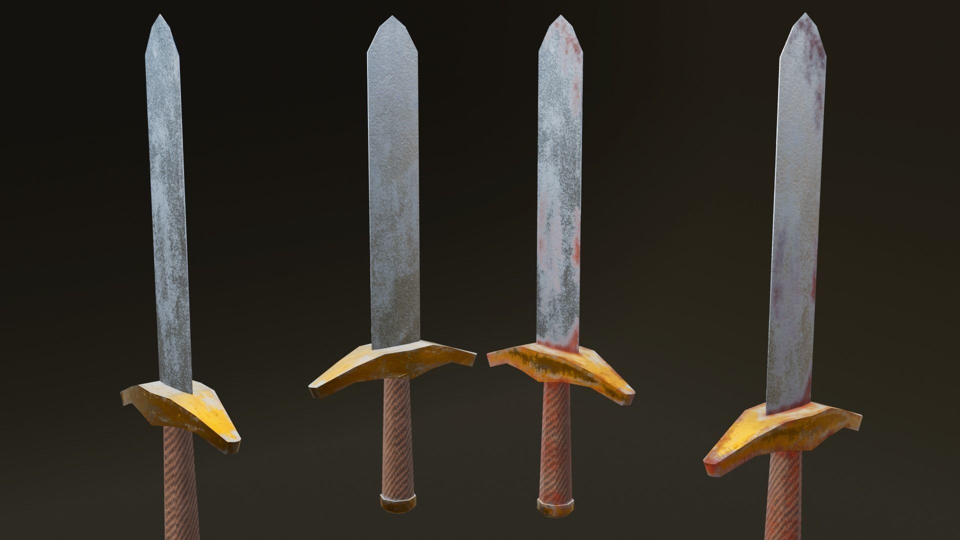 Low-poly Game-ready Sword with Rusty Texture free VR / AR / low-poly 3D ...