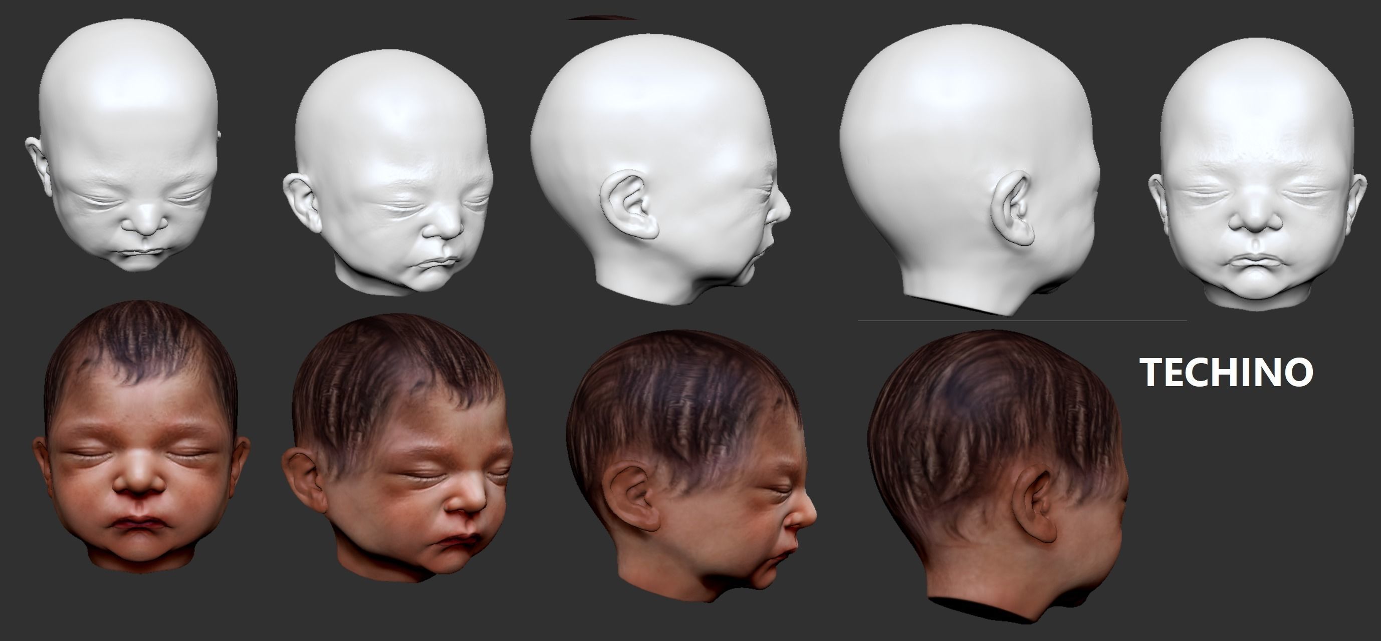 Realistic baby head 3d print 3D model 3D printable | CGTrader
