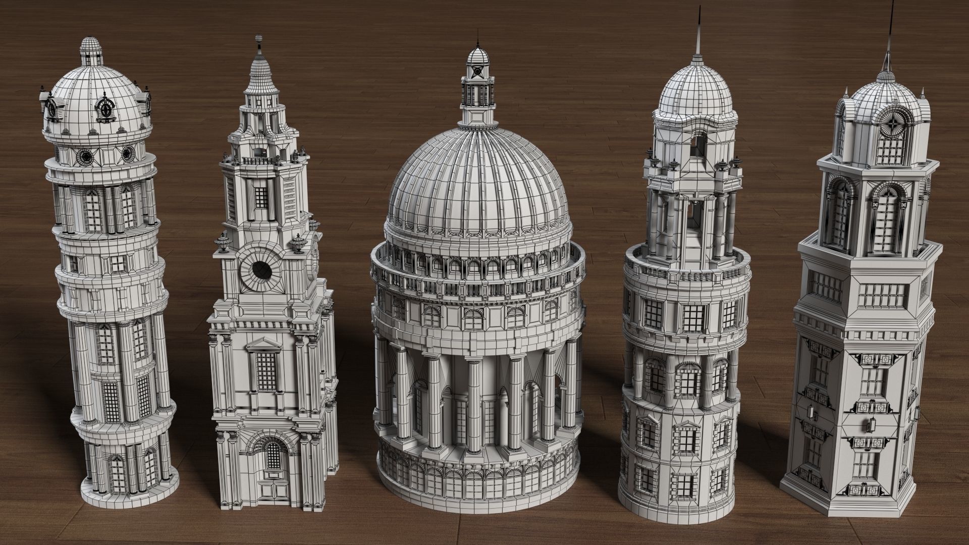 3D model Building Towers Collection 2 - 20 pieces VR / AR / low-poly ...