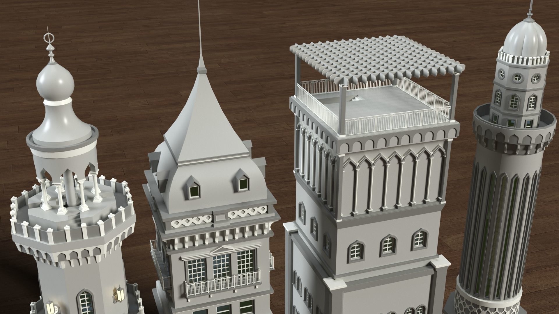 3D model Building Towers Collection 2 - 20 pieces VR / AR / low-poly ...