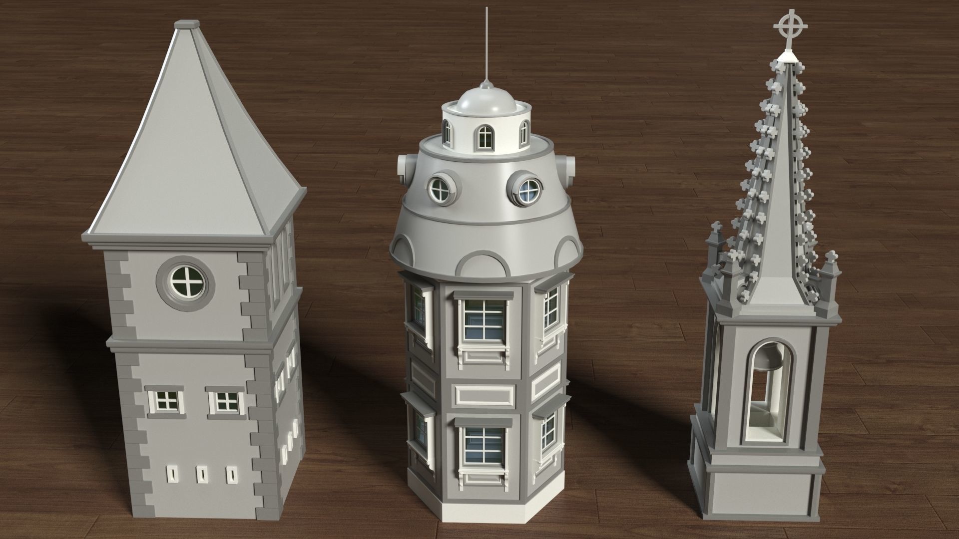 3D model Building Towers Collection 2 - 20 pieces VR / AR / low-poly ...
