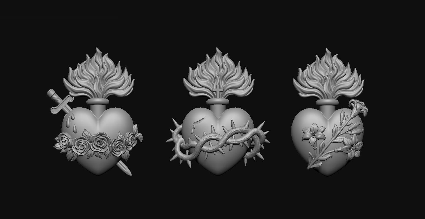 Three Sacred Hearts 3D model 3D printable | CGTrader