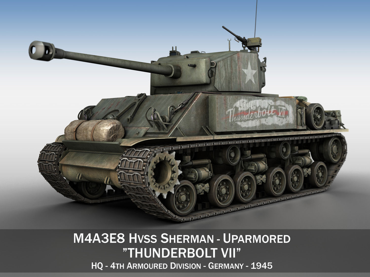 M4A3E8 HVSS Sherman - Easy Eight 3D Model .obj .3ds .fbx .c4d .lwo .lw ...