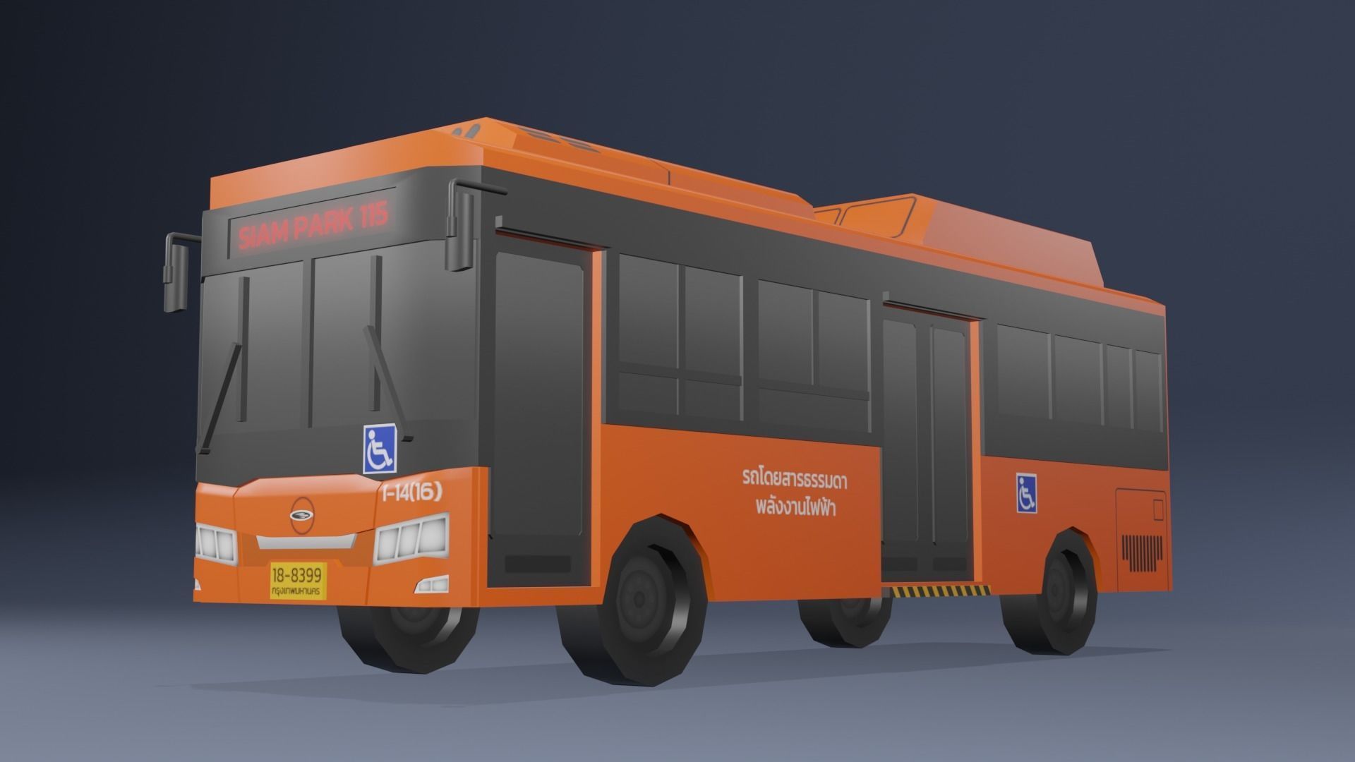 3D model NEX-MINEBUS Orange Thai bus Low poly VR / AR / low-poly | CGTrader