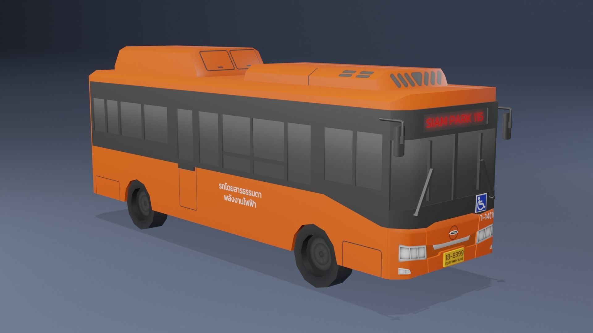 3D model NEX-MINEBUS Orange Thai bus Low poly VR / AR / low-poly | CGTrader