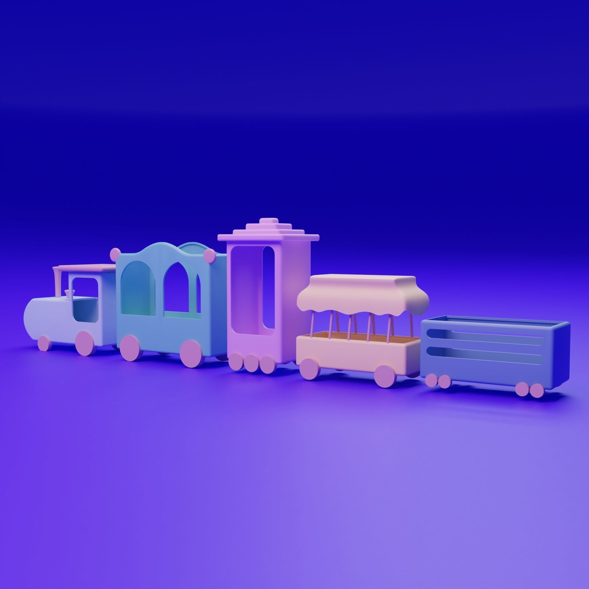Stylized Toy Train 3D model | CGTrader