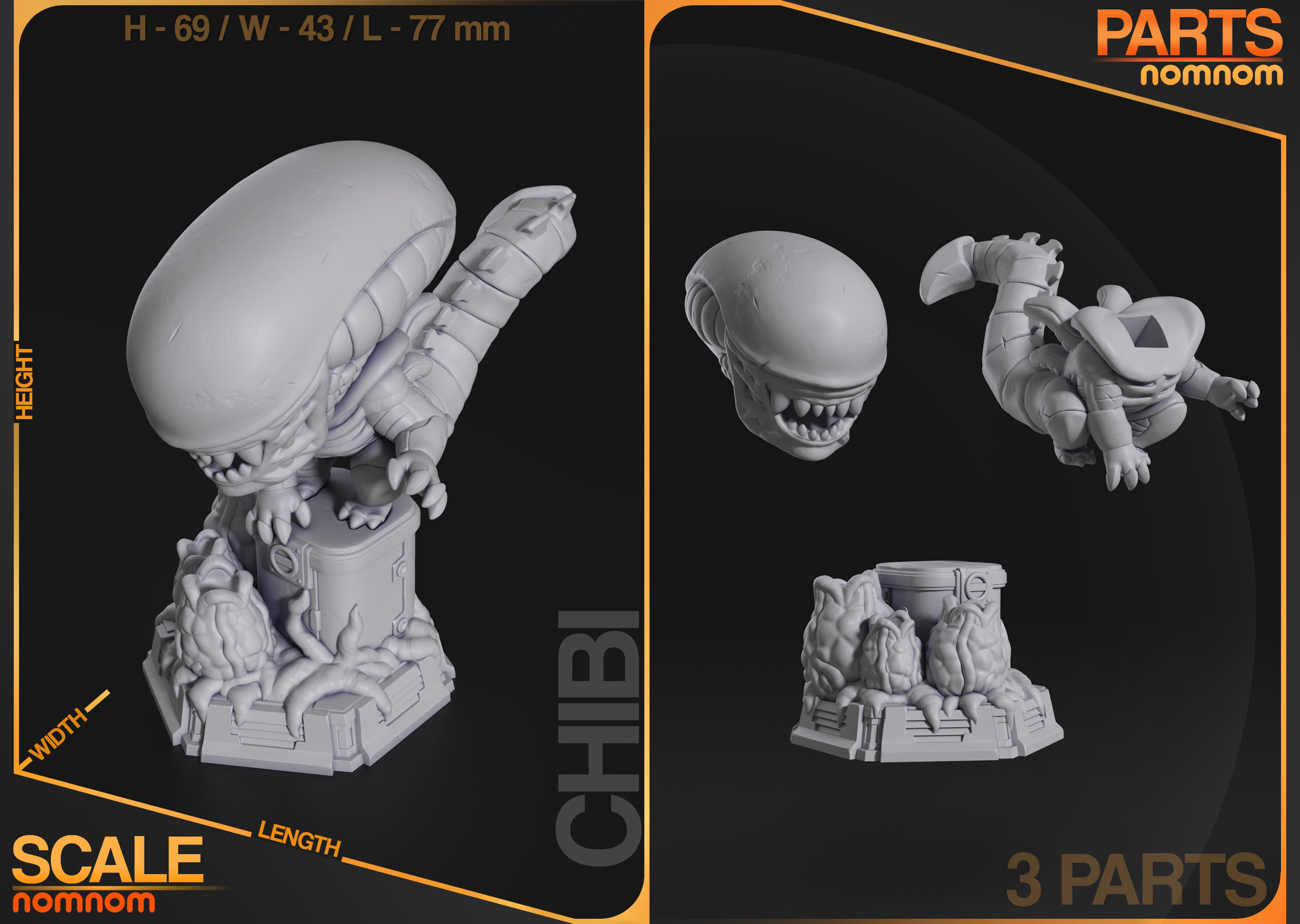 Chibi Xenomorph - Alien 3D model 3D printable | CGTrader