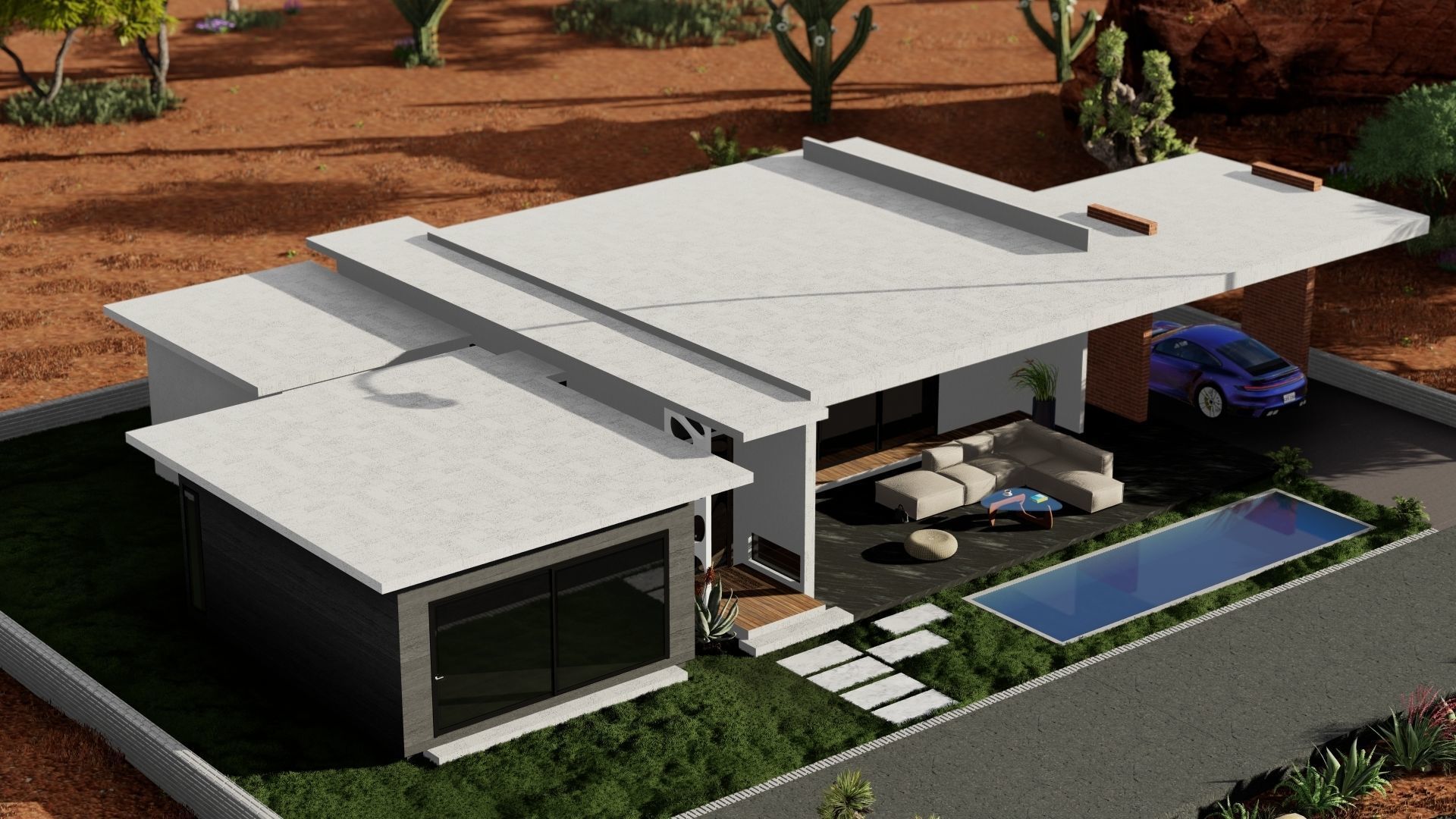 Modern Tiny House Exterior 3D SketchUp Model Lumion Render 3D model ...