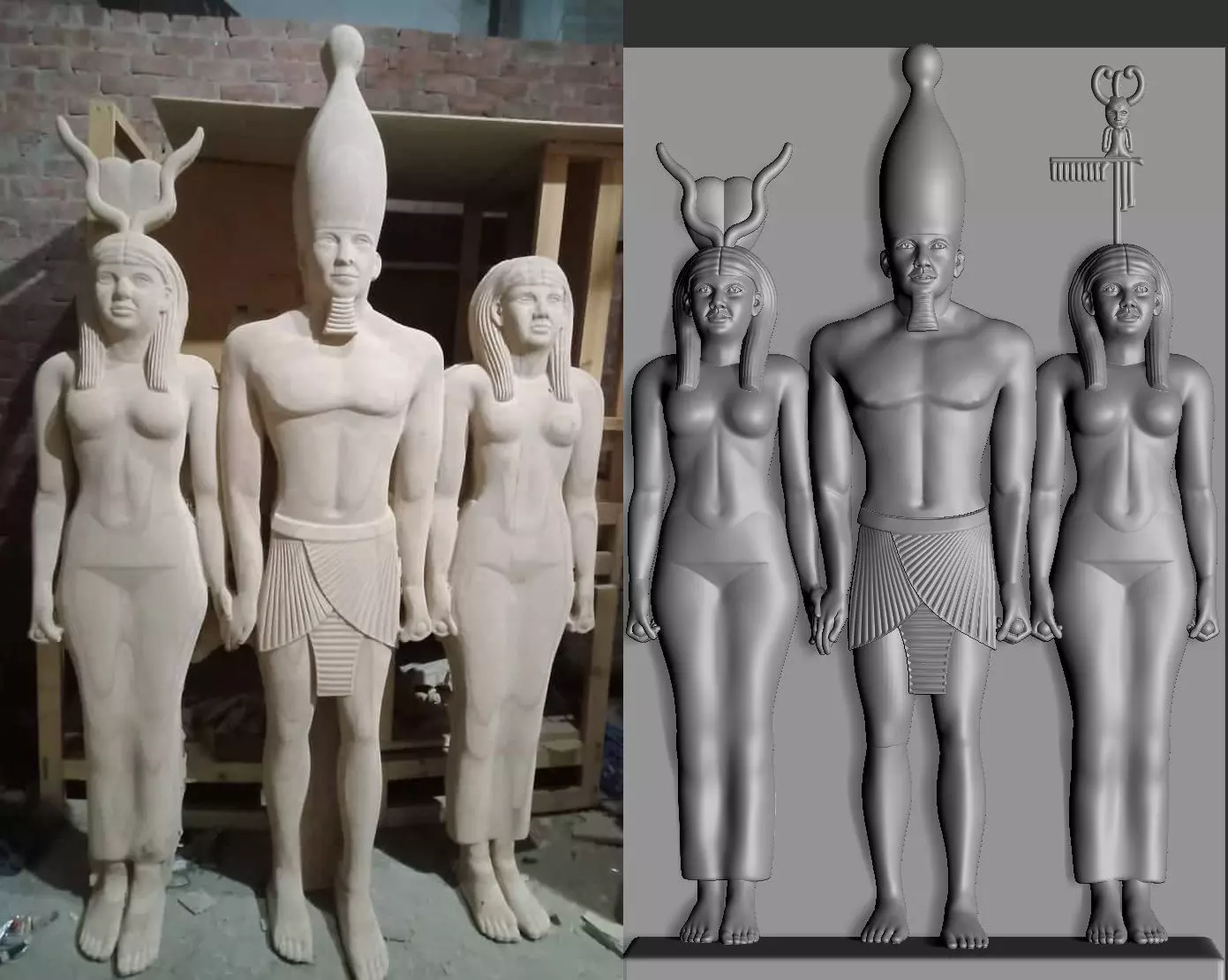 king menkaure and his queen - Egypt Pharaoh statue 3D model 3D ...