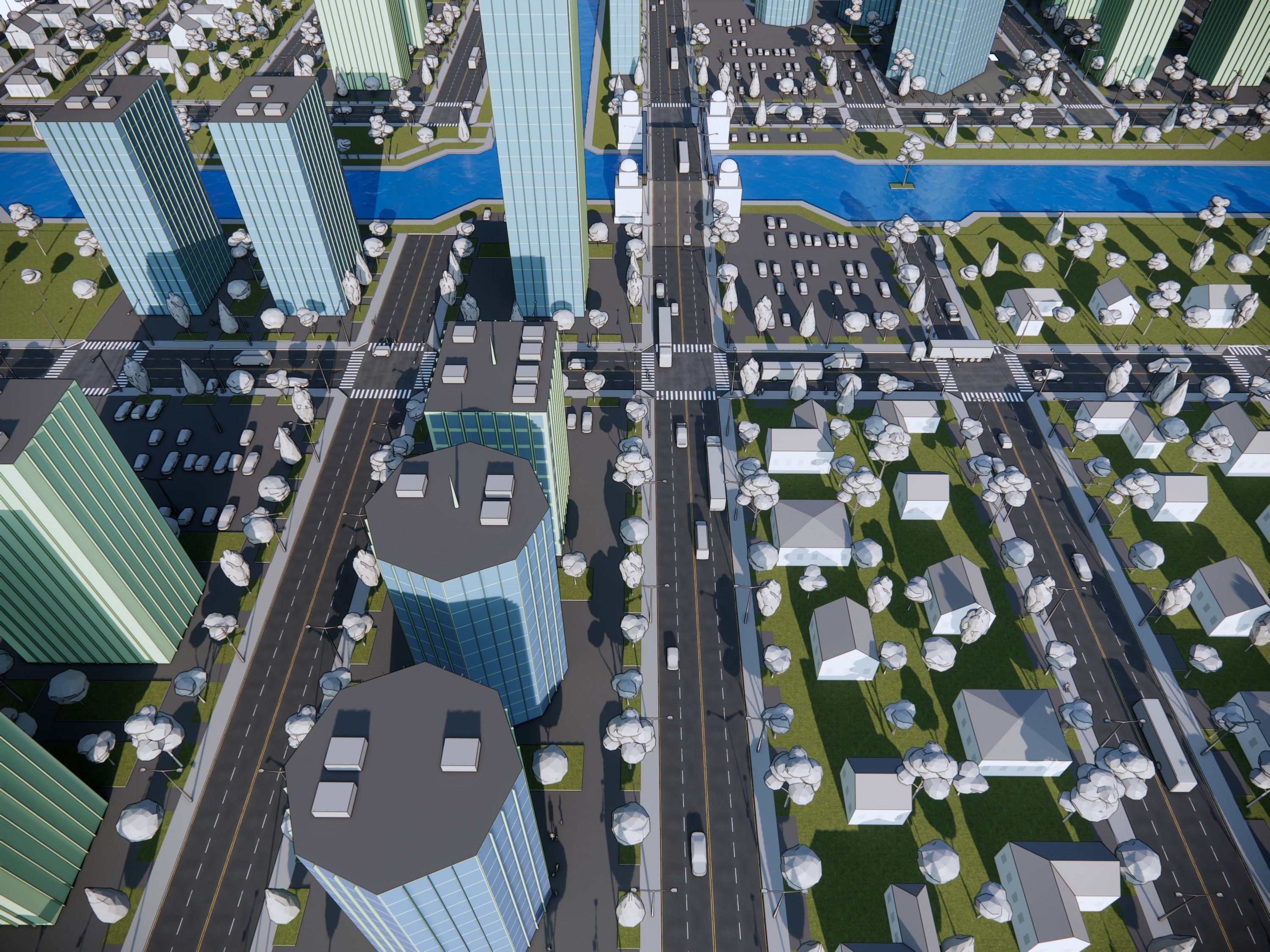 3D model Simple Poly Urban Downtown - Low Poly Assets VR / AR / low ...