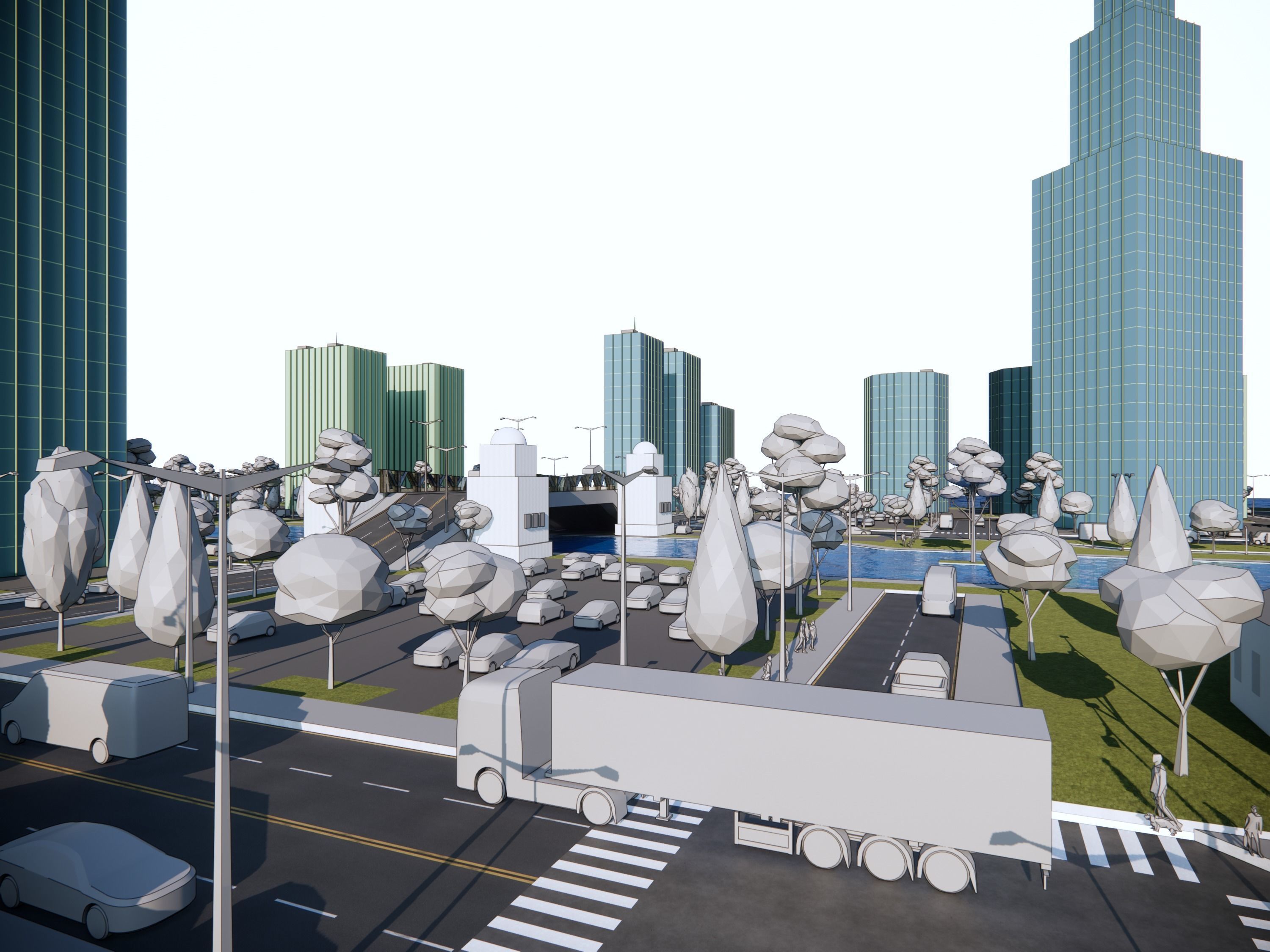 3D model Simple Poly Urban Downtown - Low Poly Assets VR / AR / low ...