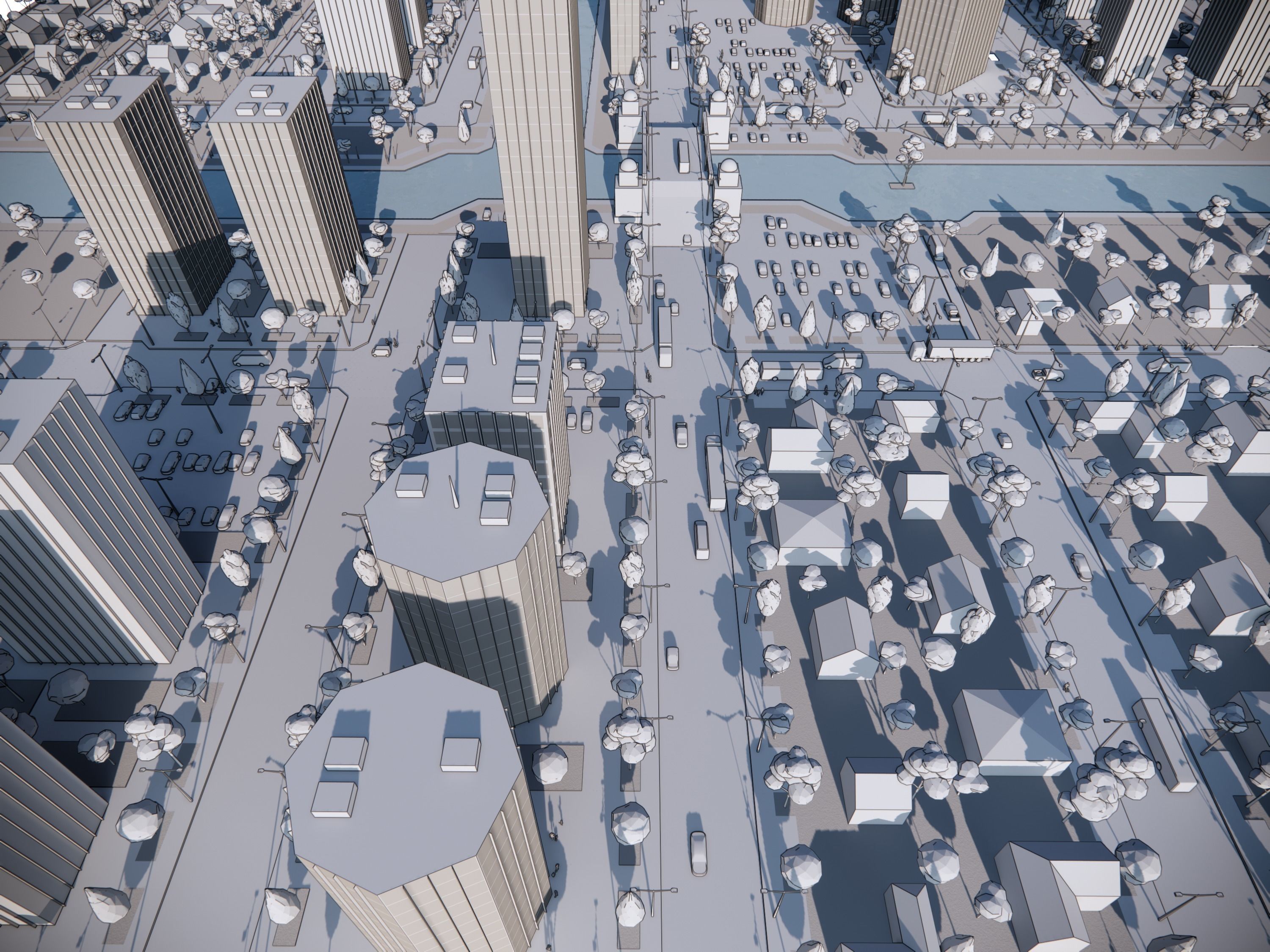 3D model Simple Poly Urban Downtown - Low Poly Assets VR / AR / low ...