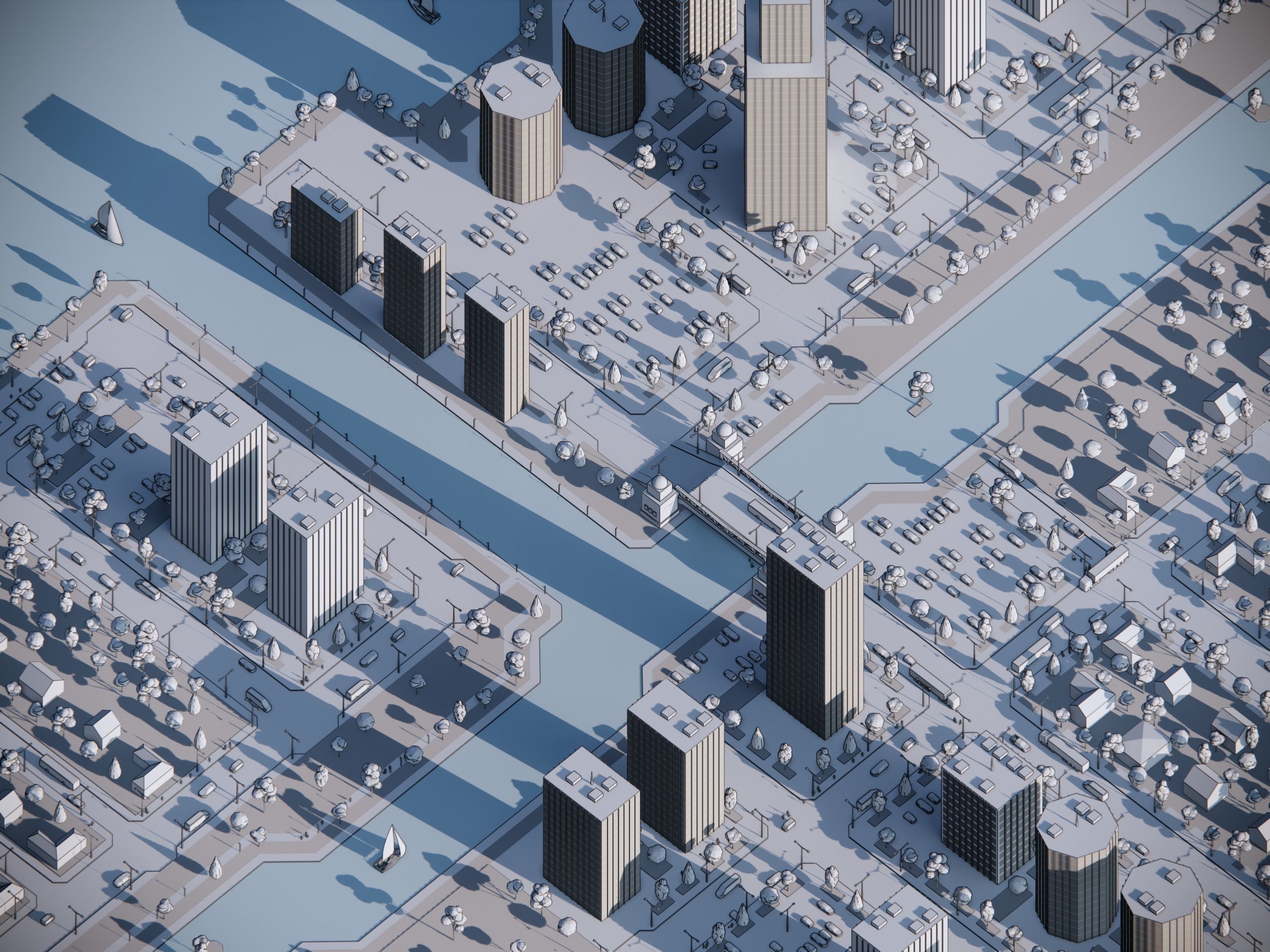 3D model Simple Poly Urban Downtown - Low Poly Assets VR / AR / low ...