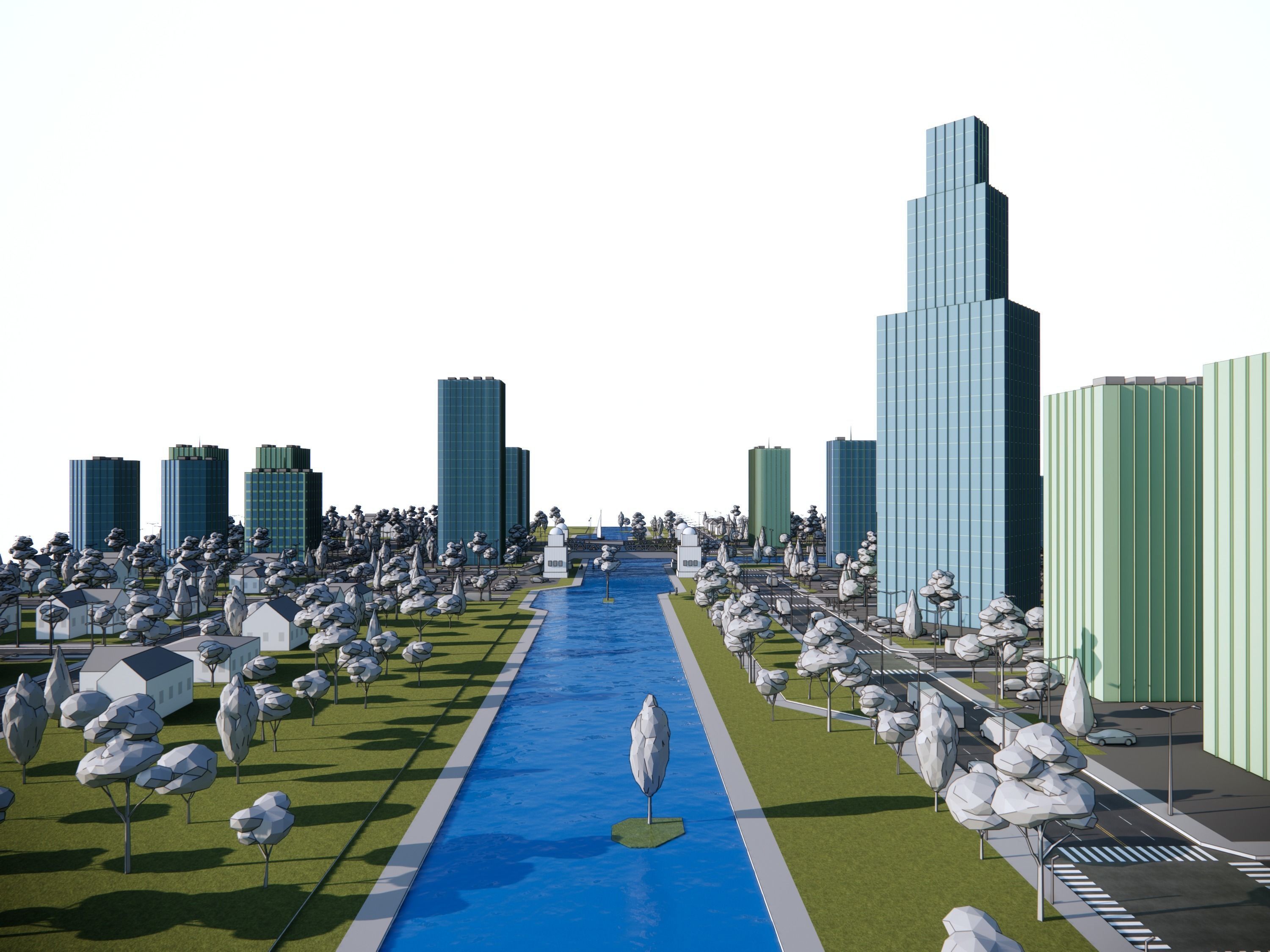 3D model Simple Poly Urban Downtown - Low Poly Assets VR / AR / low ...