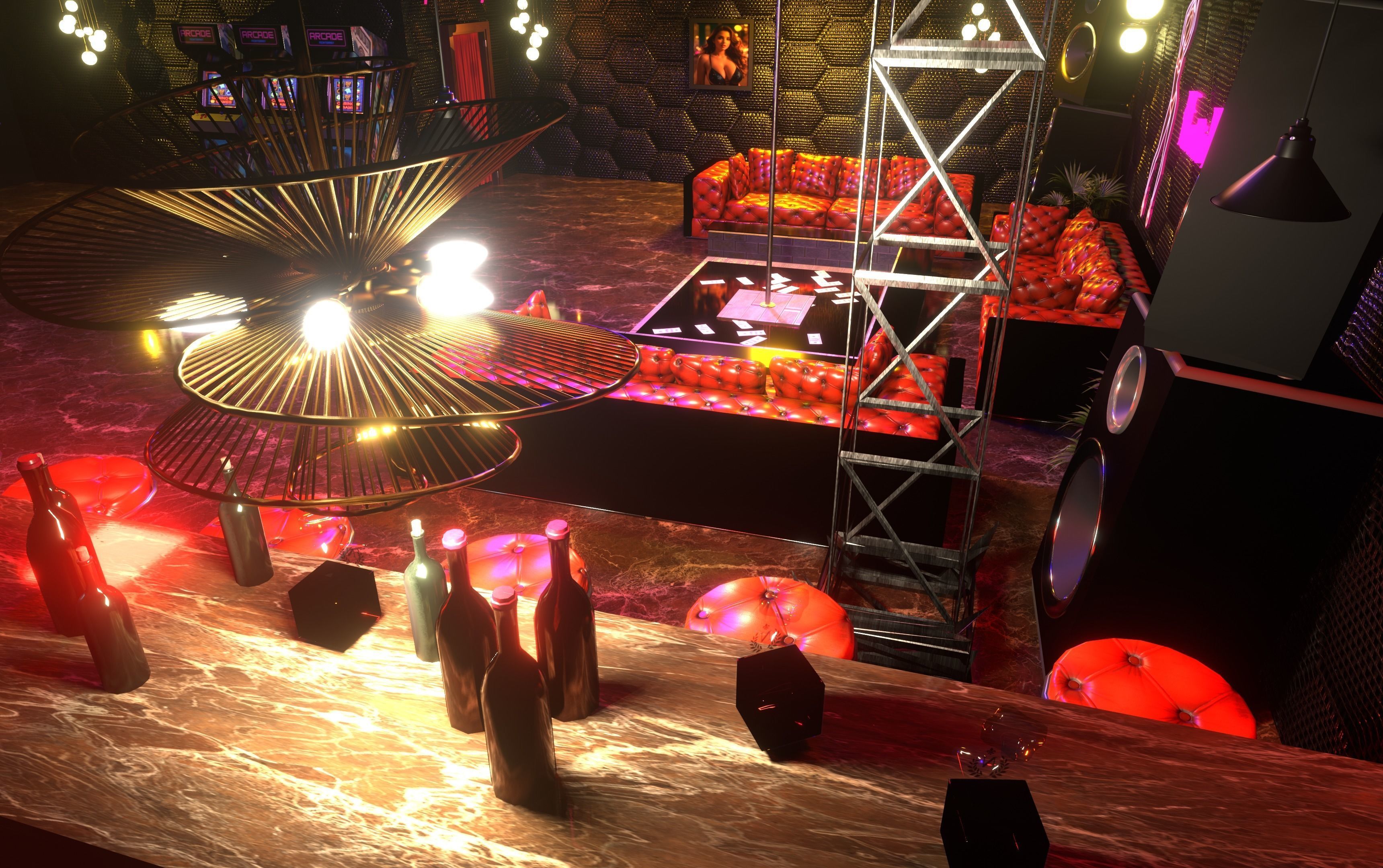 3D model Strip Club Private Lounge and Bar Inside Interior VR / AR ...