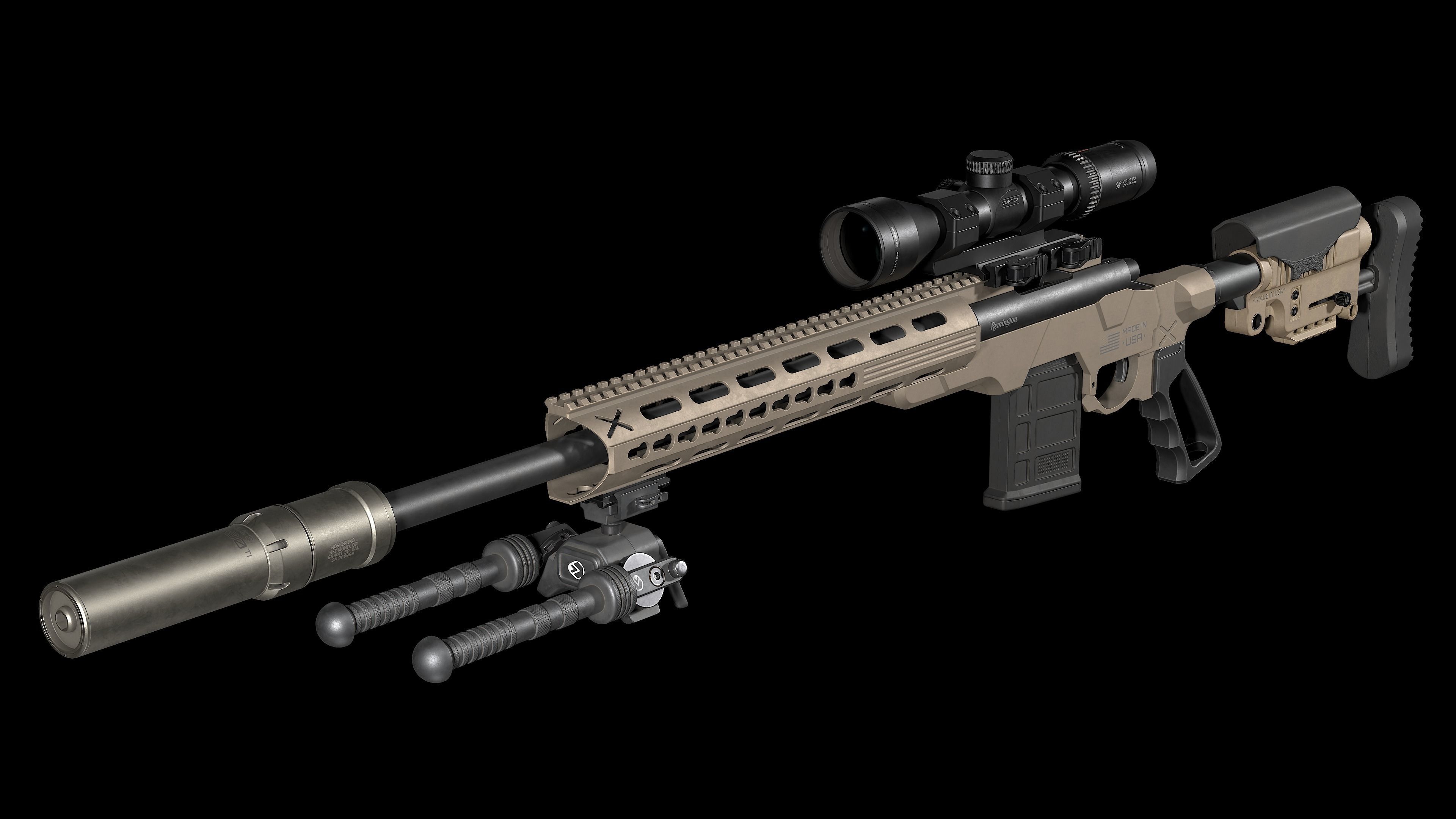 3D model Remington M700 Tactical Bolt-action Sniper Rifle VR / AR / low ...