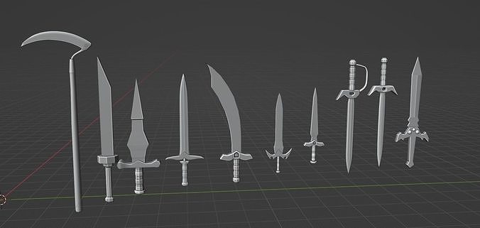 3D model Low poly 10 sword asset pack VR / AR / low-poly | CGTrader