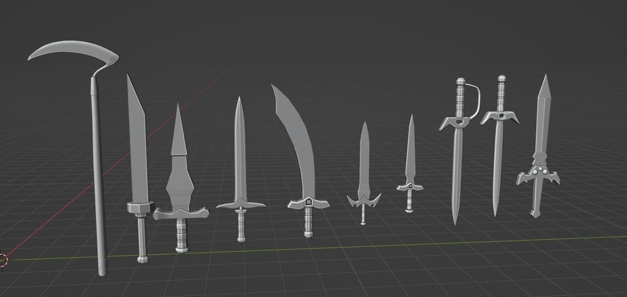 3D model Low poly 10 sword asset pack VR / AR / low-poly | CGTrader