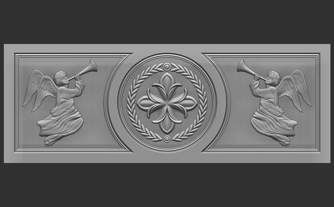 angel church relief panel 3D model 3D printable | CGTrader