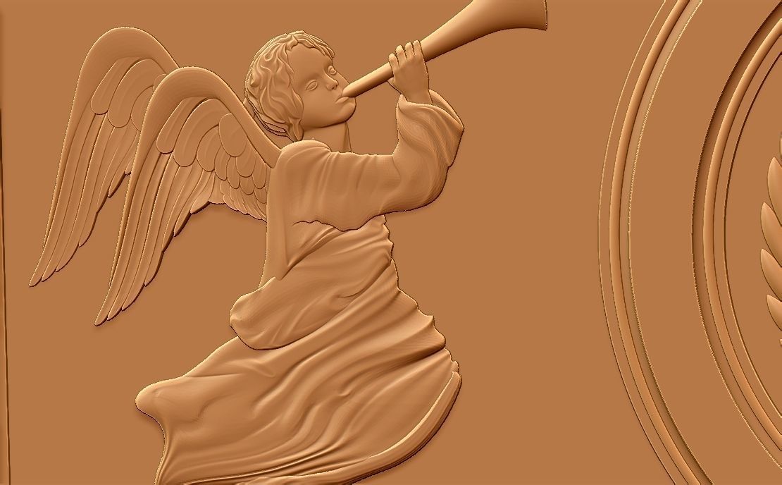 angel church relief panel 3D model 3D printable | CGTrader