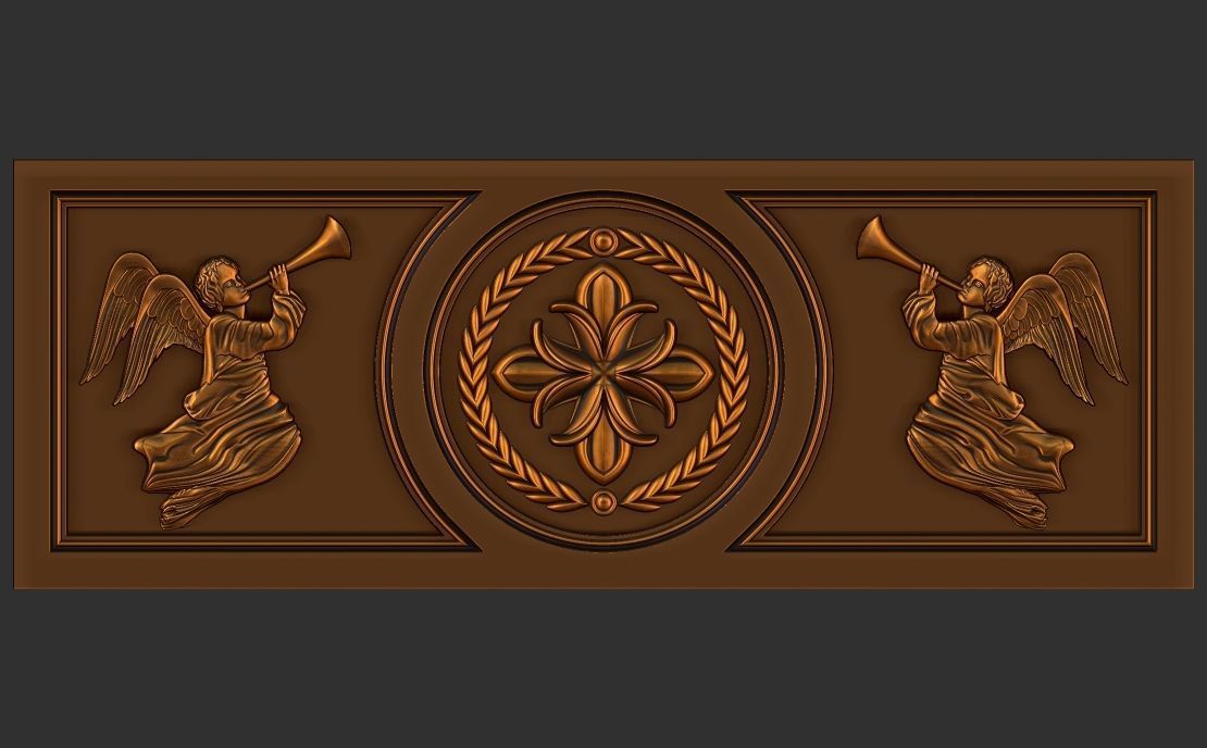 angel church relief panel 3D model 3D printable | CGTrader