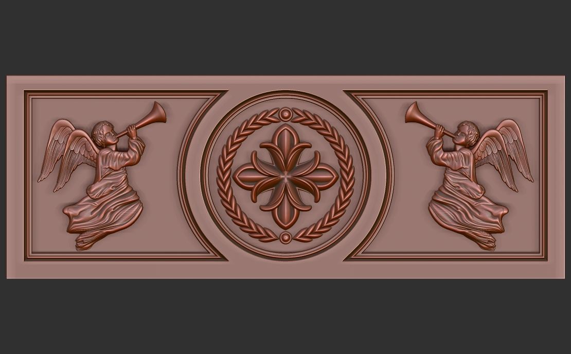angel church relief panel 3D model 3D printable | CGTrader