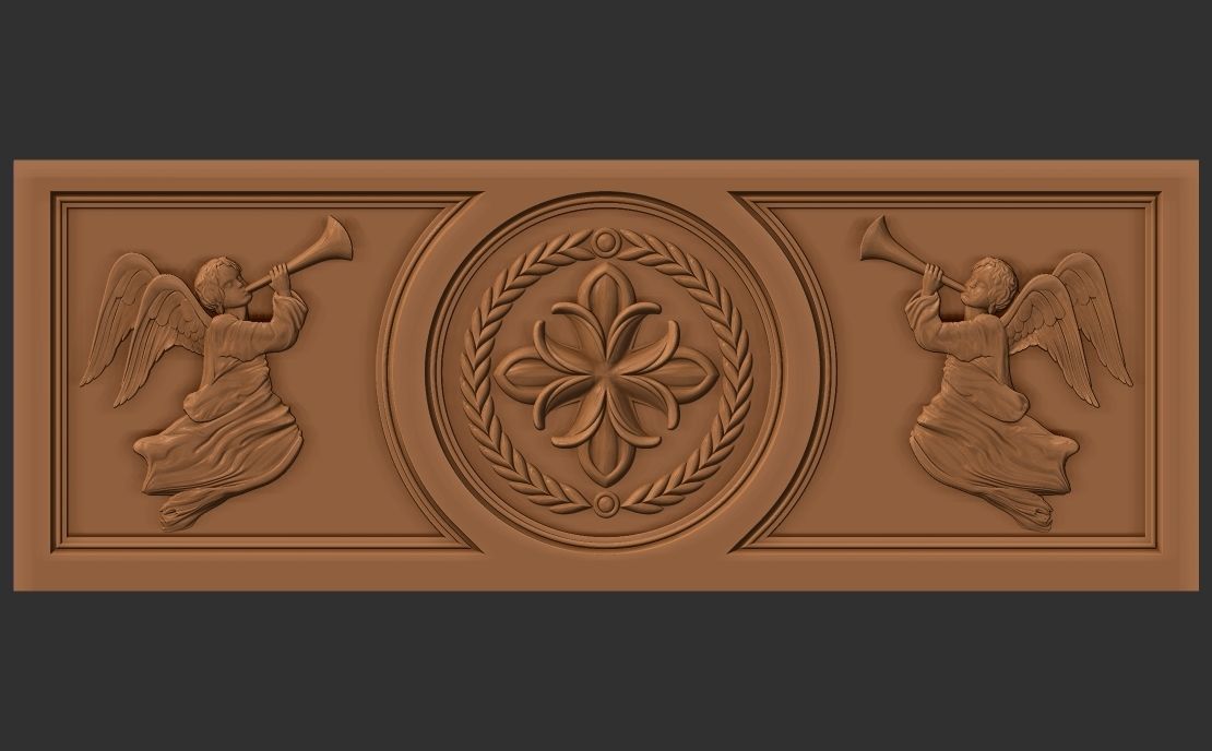angel church relief panel 3D model 3D printable | CGTrader