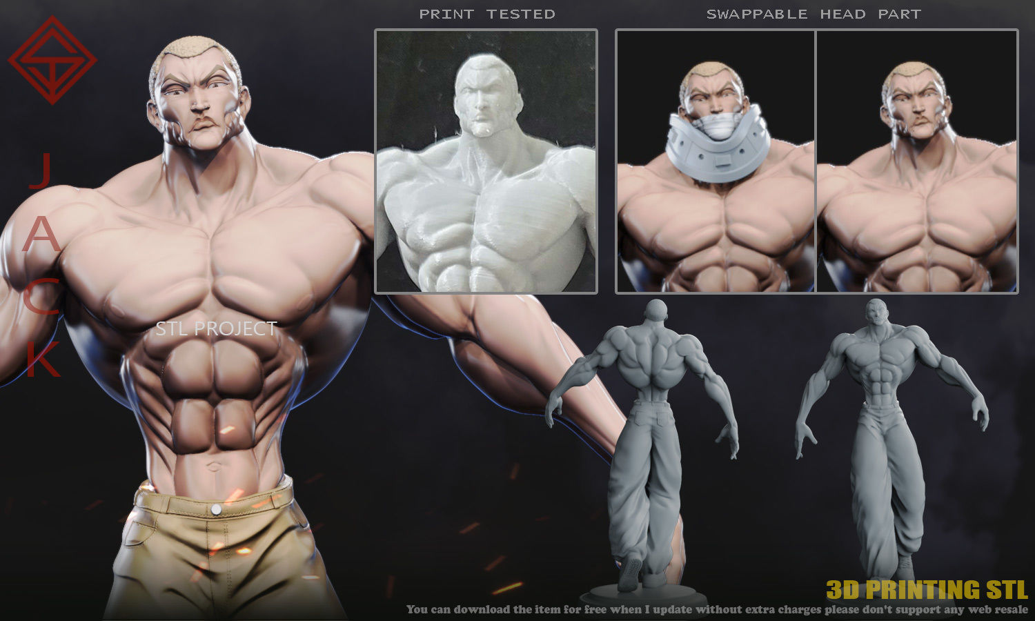 Jack Hanma 3D model 3D printable | CGTrader