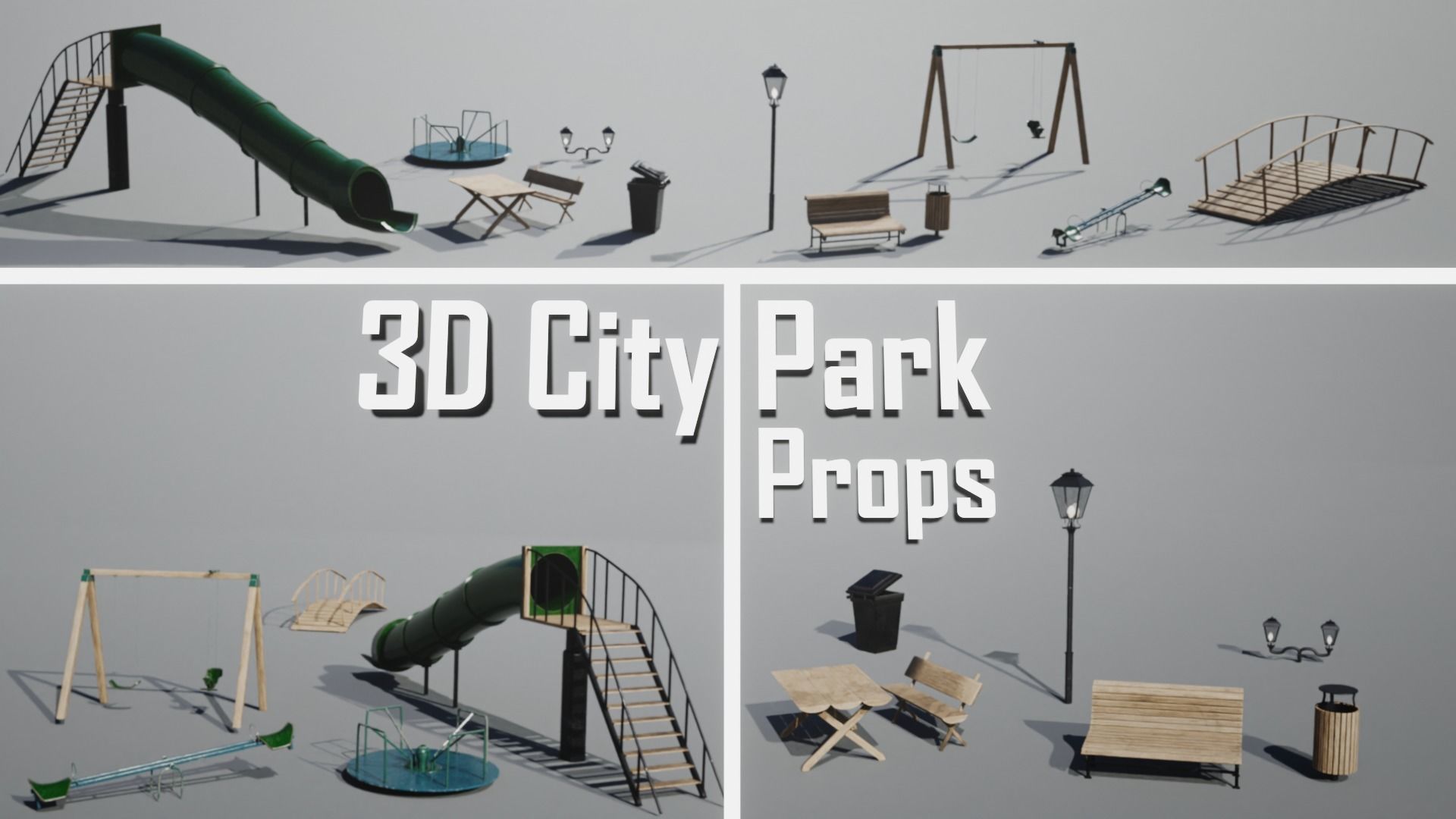 3D City Park Props 3D model | CGTrader