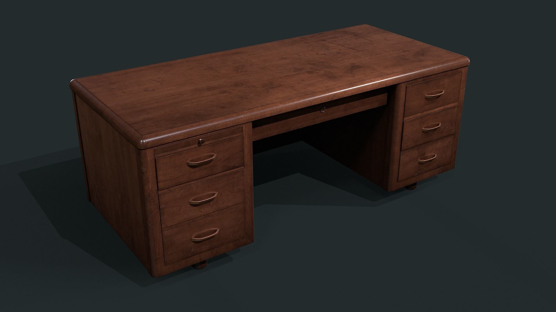 3D model 70s Vintage Office Desk VR / AR / low-poly | CGTrader