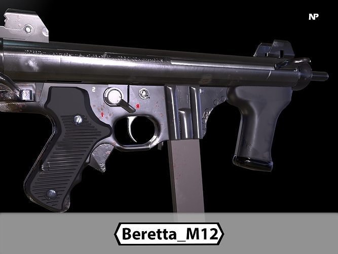 3D model Beretta M12 Sub Machine Gun Low-poly 3D model VR / AR / low ...