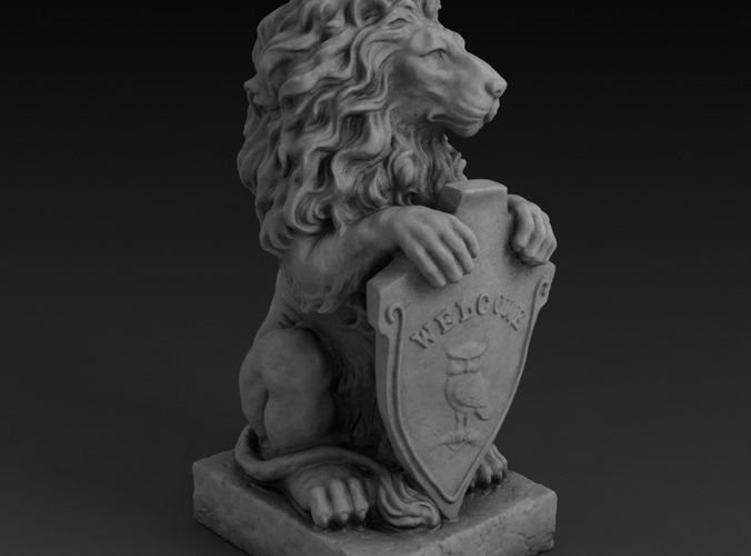 3D Models Garden Statue Lion With Welcome ... 3D Model 3D printable ...
