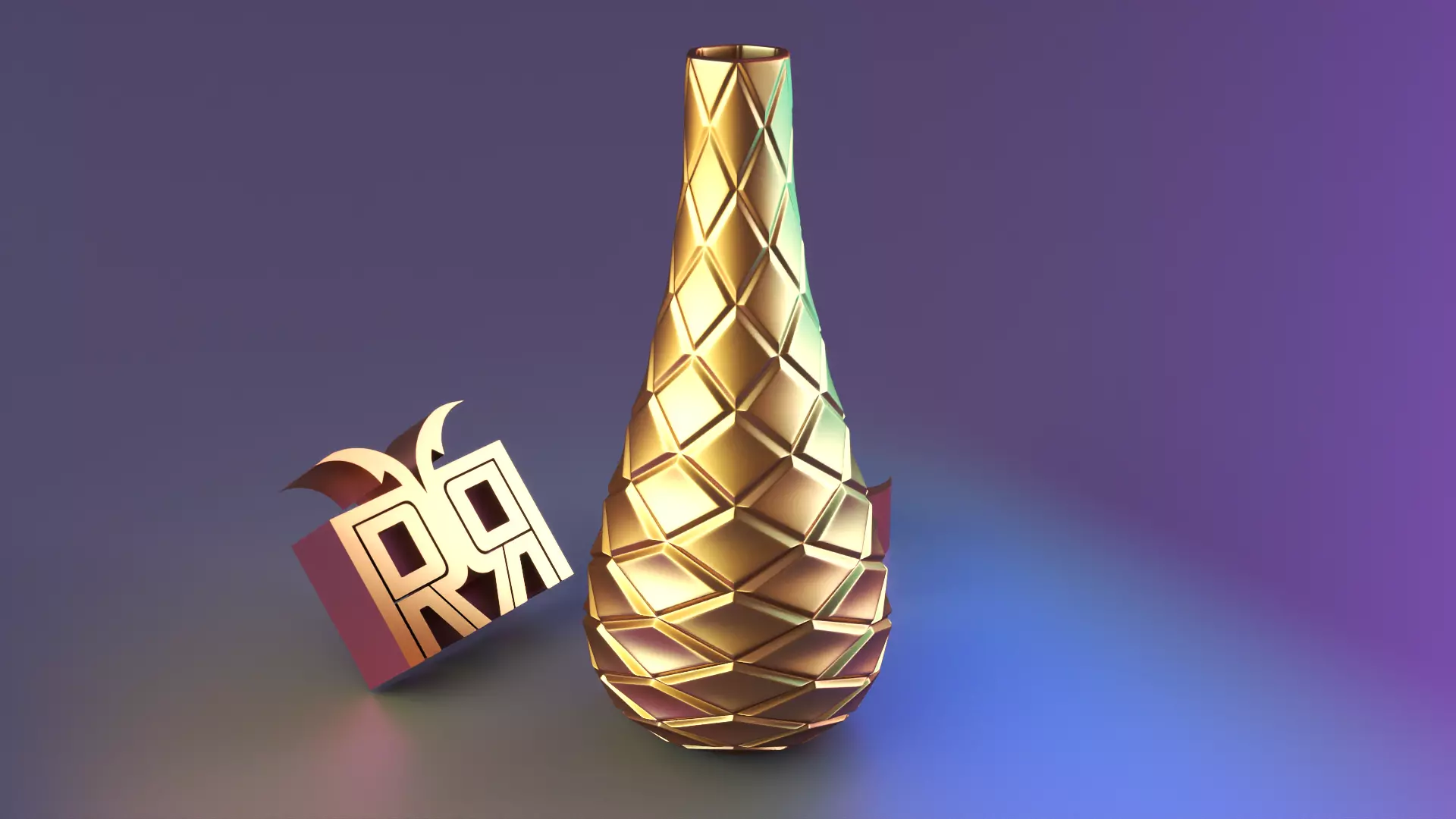 Rhombus patterned vase 02 3D model 3D printable | CGTrader