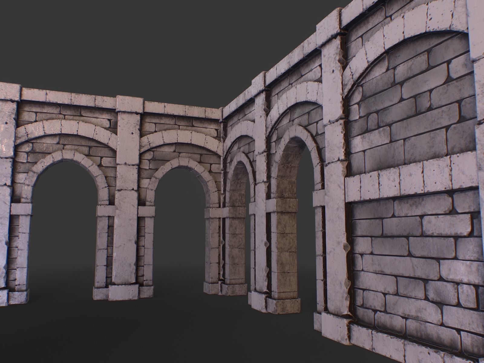 3D model Modular medieval stone walls for dungeon pack VR / AR / low ...