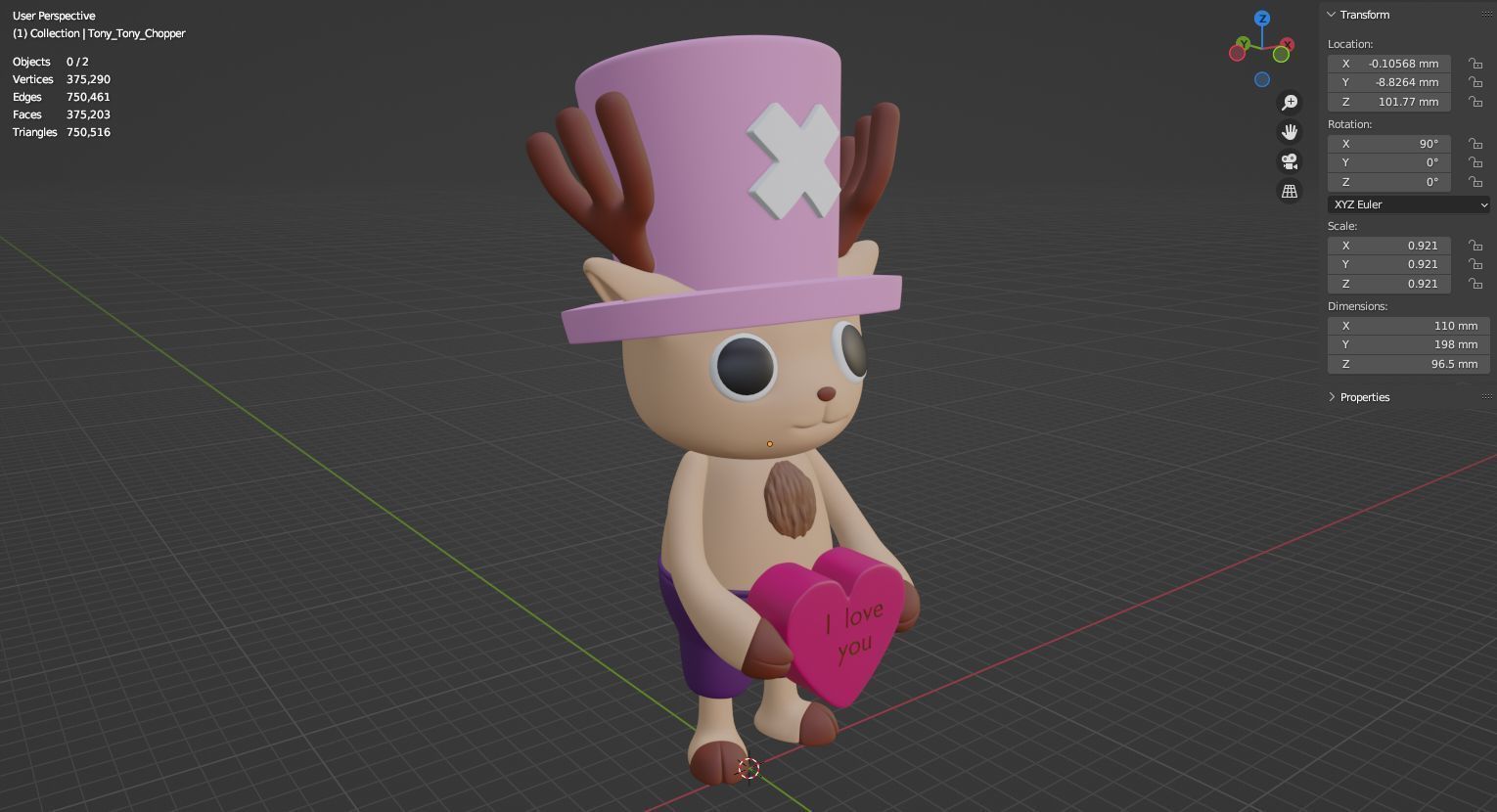 Tony Tony Chopper Valentine day 3D model for 3D print 3D model 3D ...