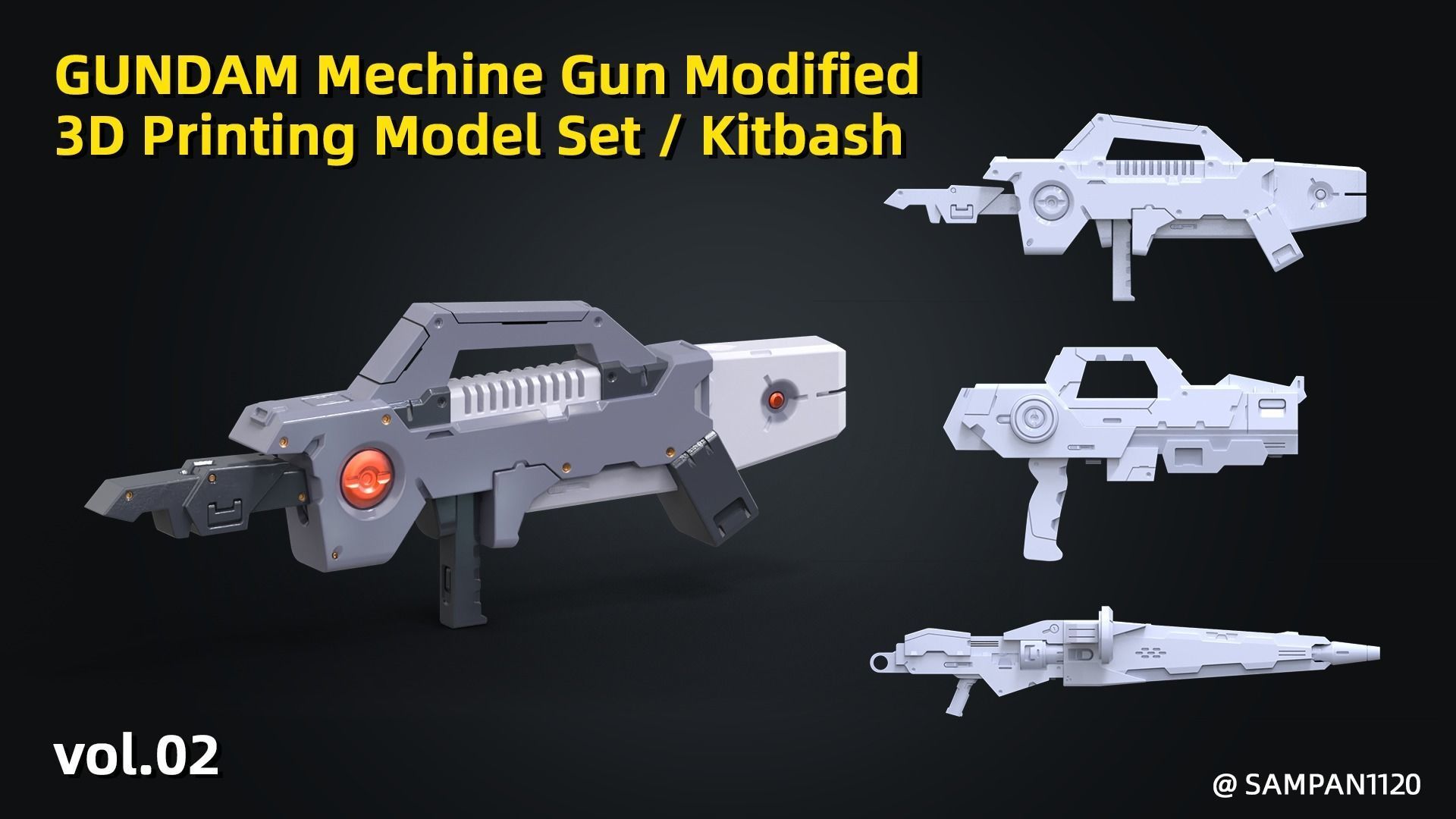 Gundam Mechine Gun Modified 3D Printing Model set02 3D model 3D ...