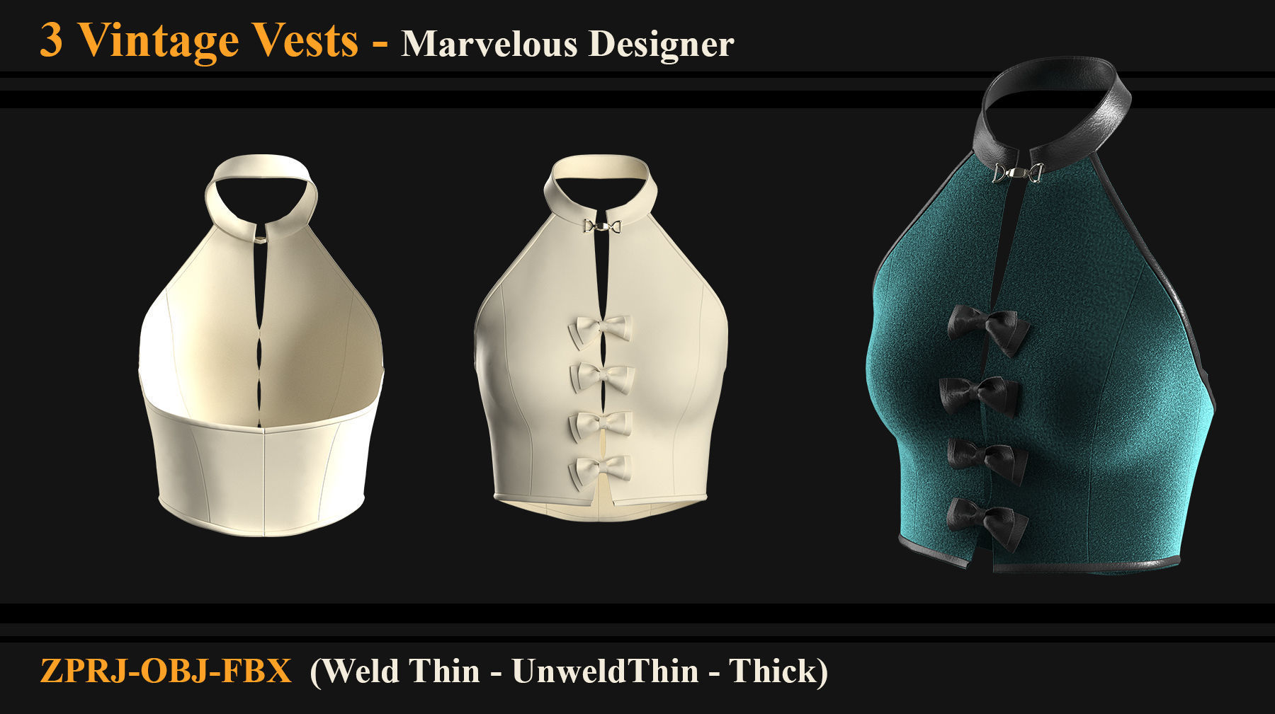 3 Vintage Vests 3D model | CGTrader