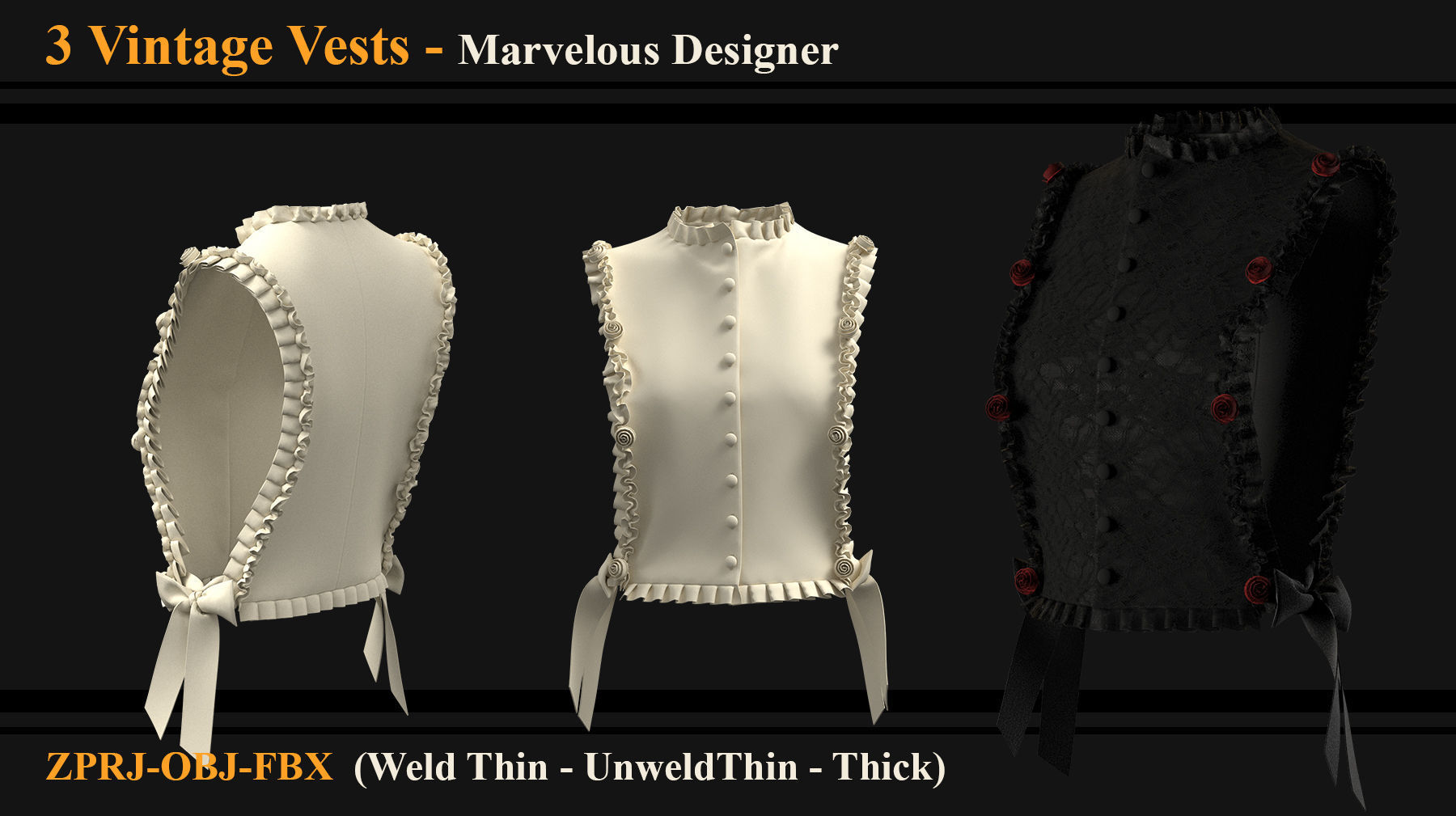 3 Vintage Vests 3D model | CGTrader