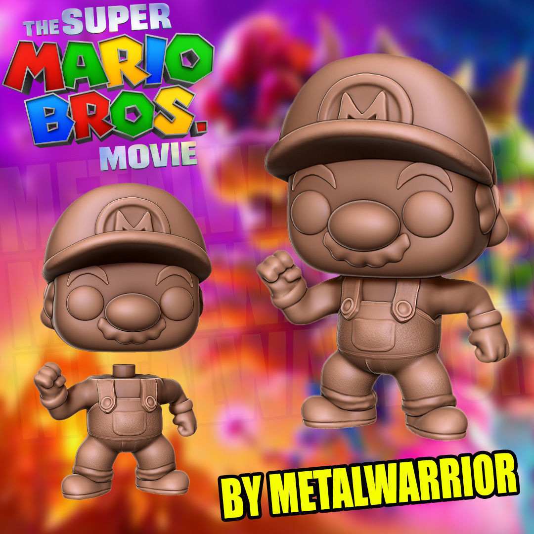 SUPER MARIO BROS - MARIO FUNKO POP 3D model 3D printable | CGTrader