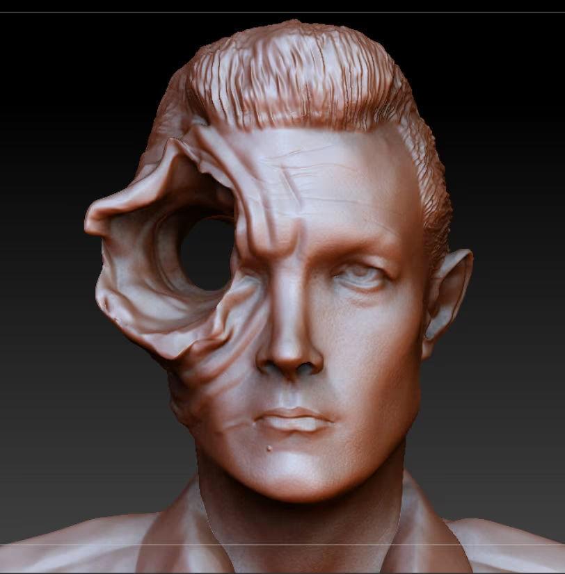 Terminator 2 Robert Patrick Bullet Hole life size scale bust 3D model ...