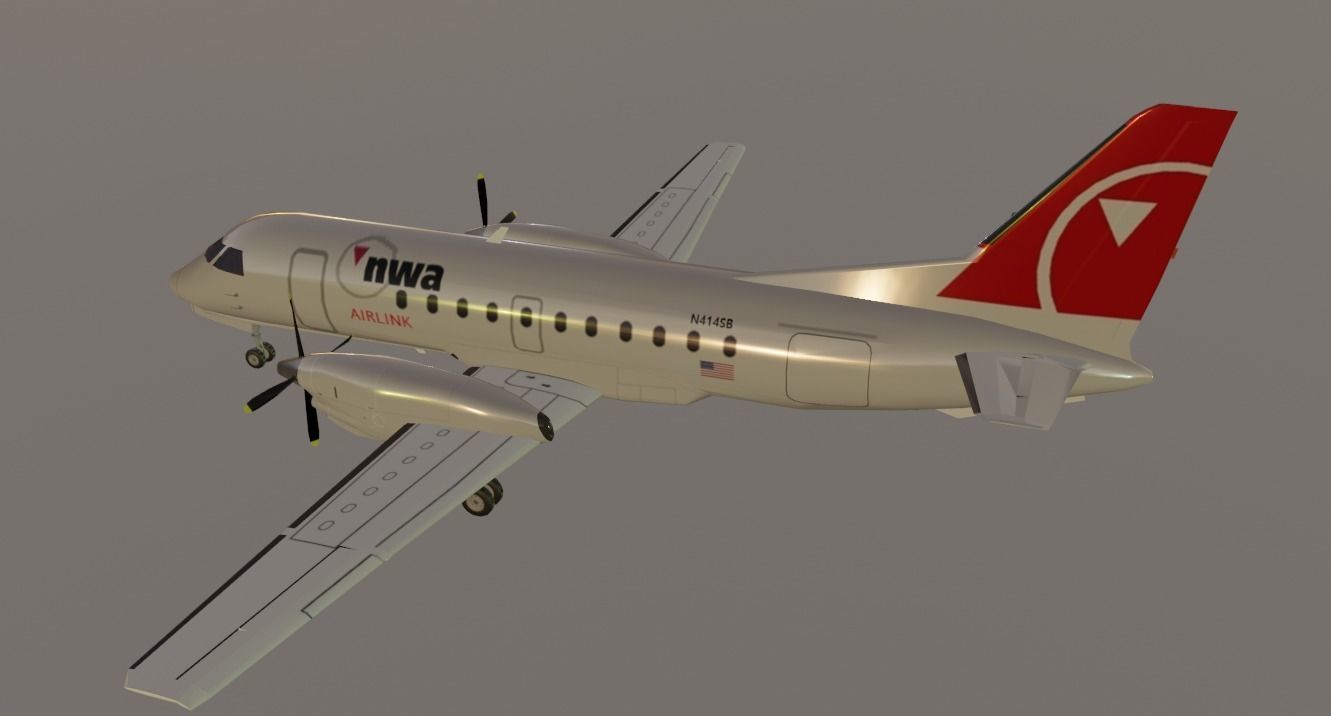 3D model Northwest Airlines SAAB 340 3D Model VR / AR / low-poly | CGTrader