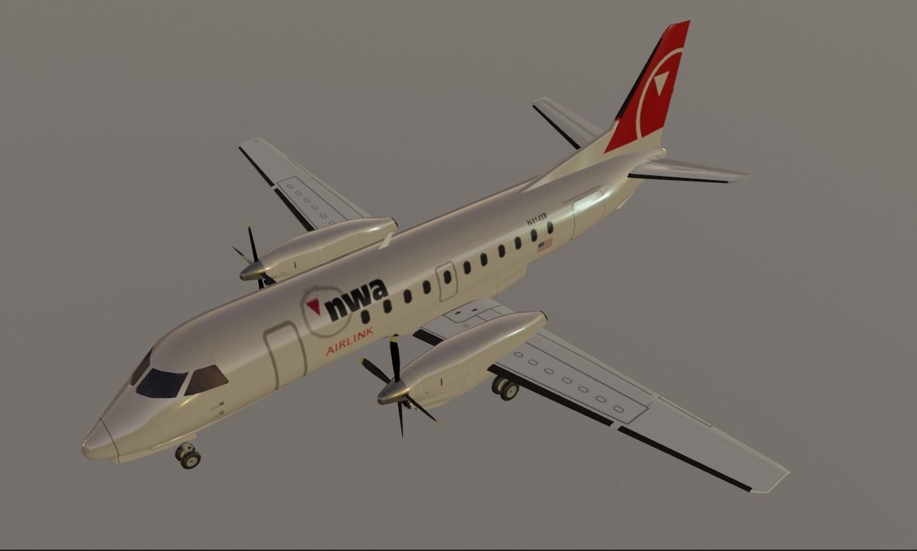 3D model Northwest Airlines SAAB 340 3D Model VR / AR / low-poly | CGTrader