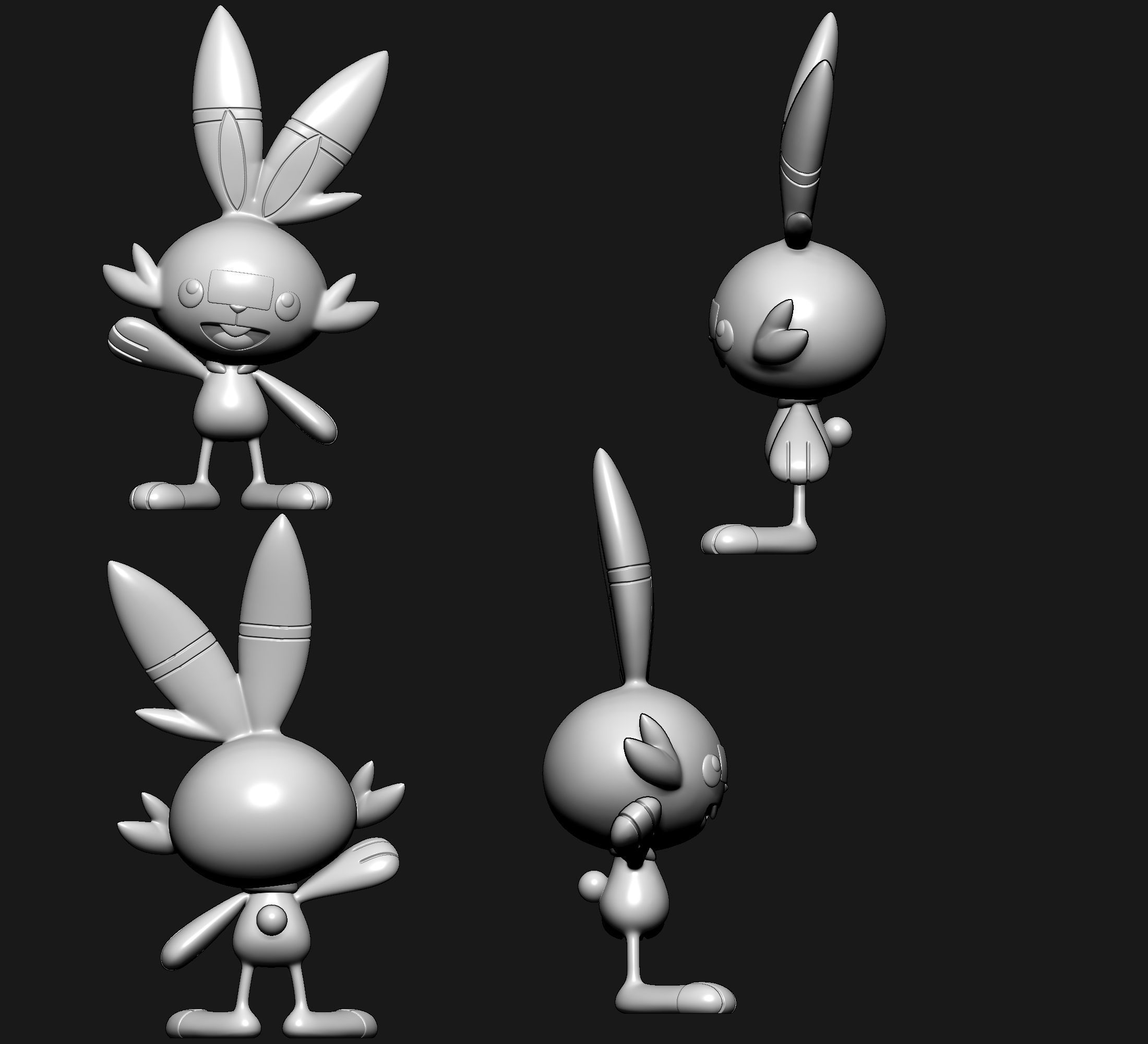 Pokemon - Scorbunny with 2 poses 3D model 3D printable | CGTrader