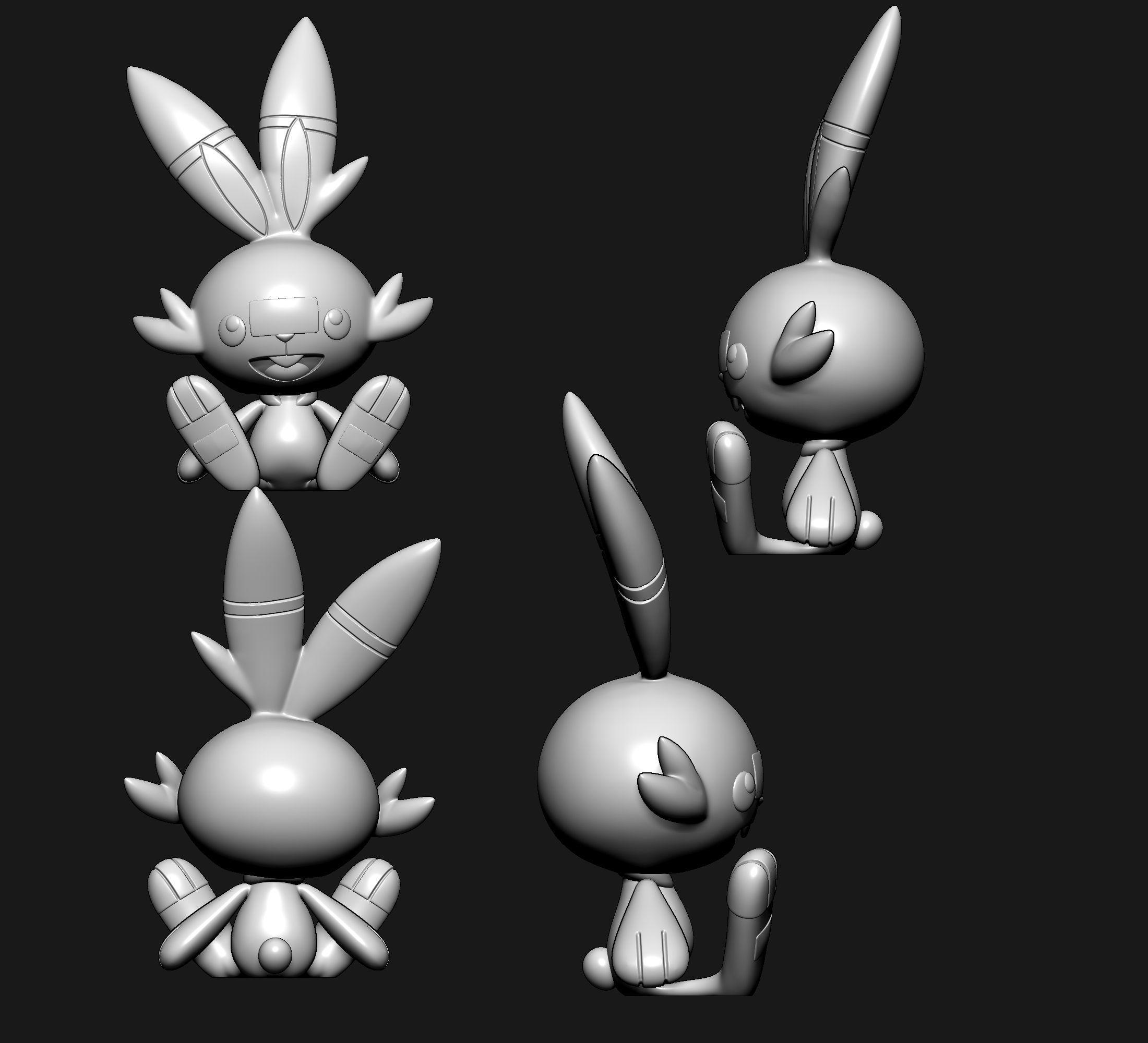 Pokemon - Scorbunny with 2 poses 3D model 3D printable | CGTrader