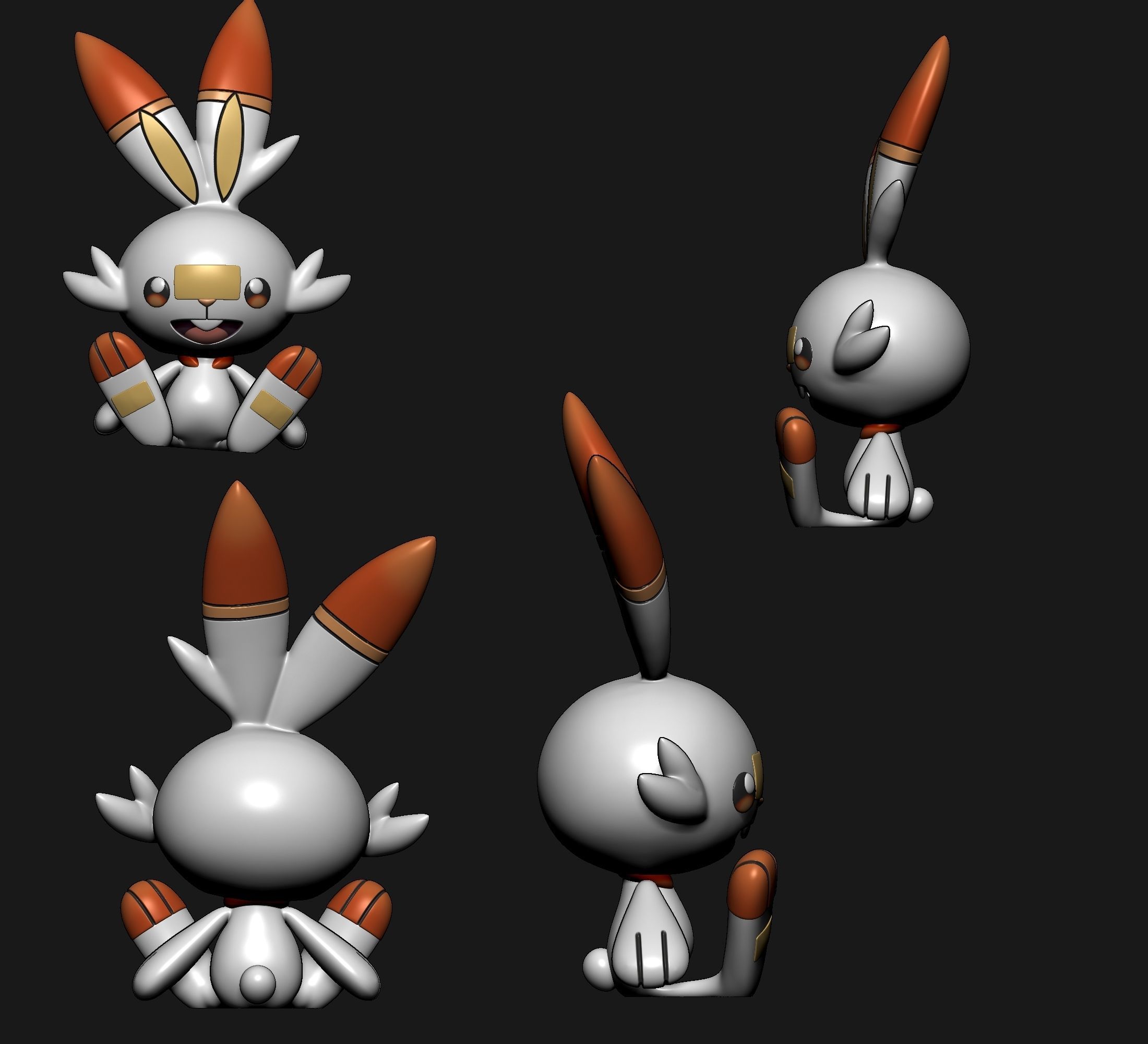 Pokemon - Scorbunny with 2 poses 3D model 3D printable | CGTrader