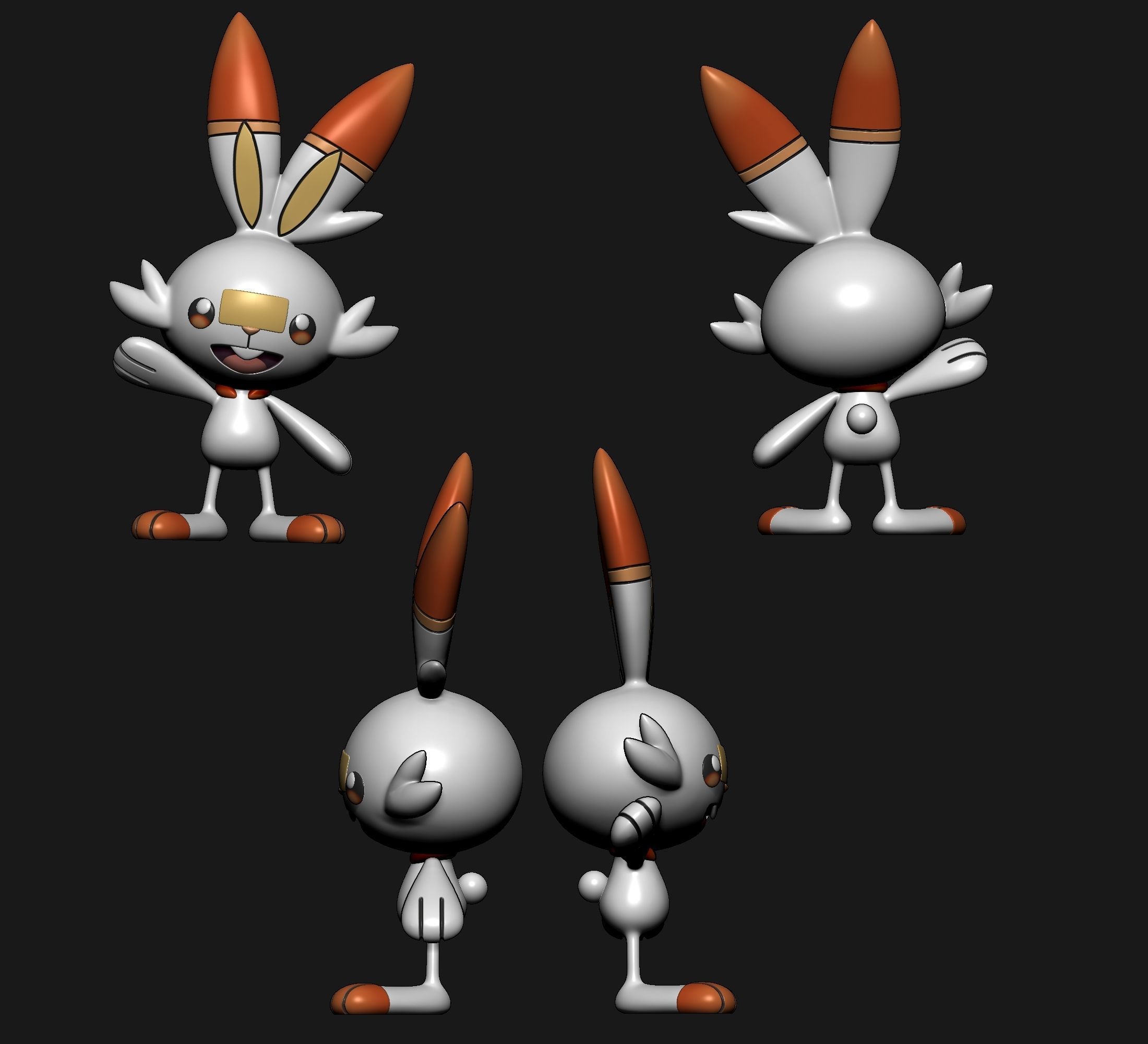 Pokemon - Scorbunny with 2 poses 3D model 3D printable | CGTrader