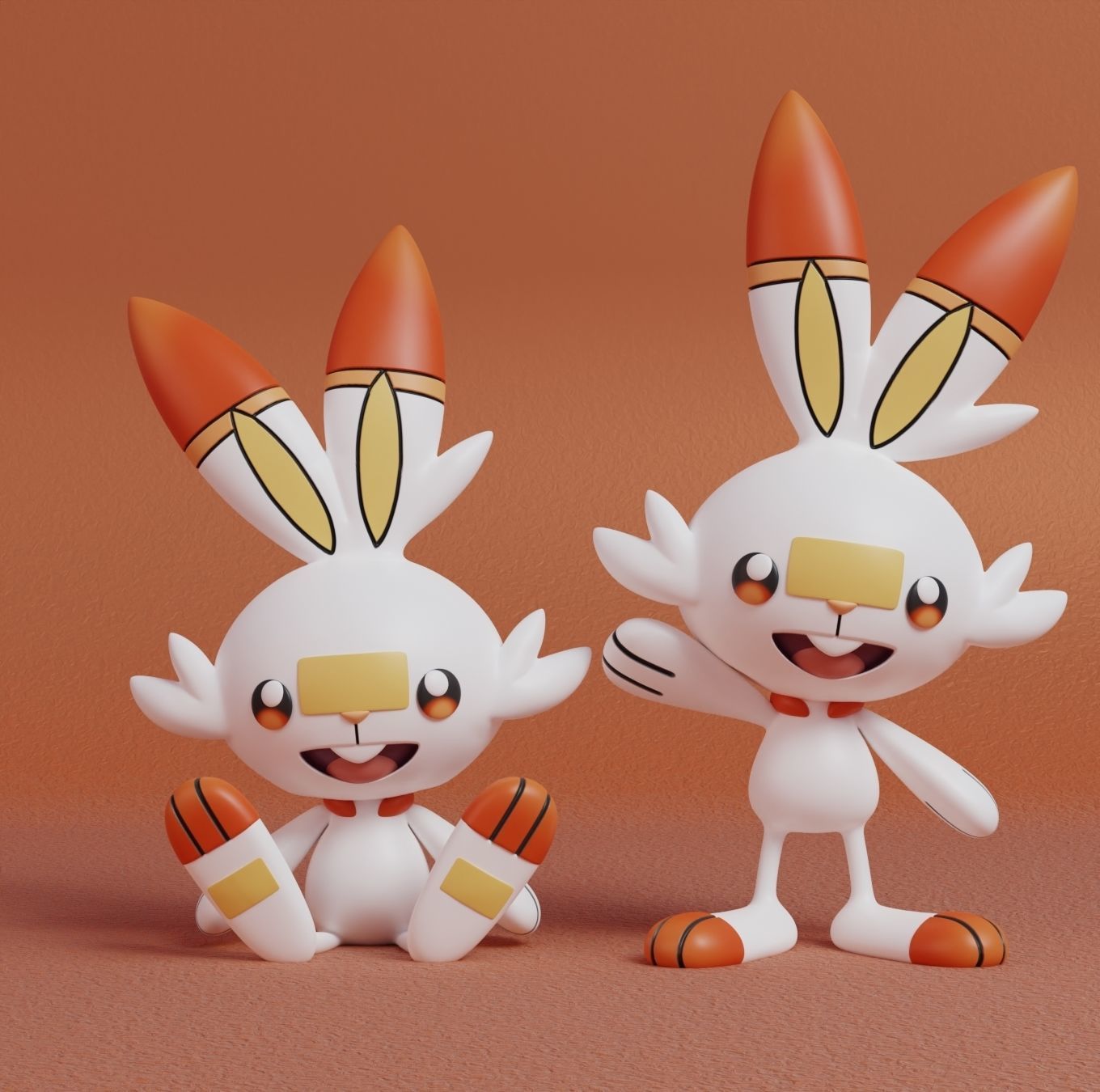 Pokemon - Scorbunny with 2 poses 3D model 3D printable | CGTrader