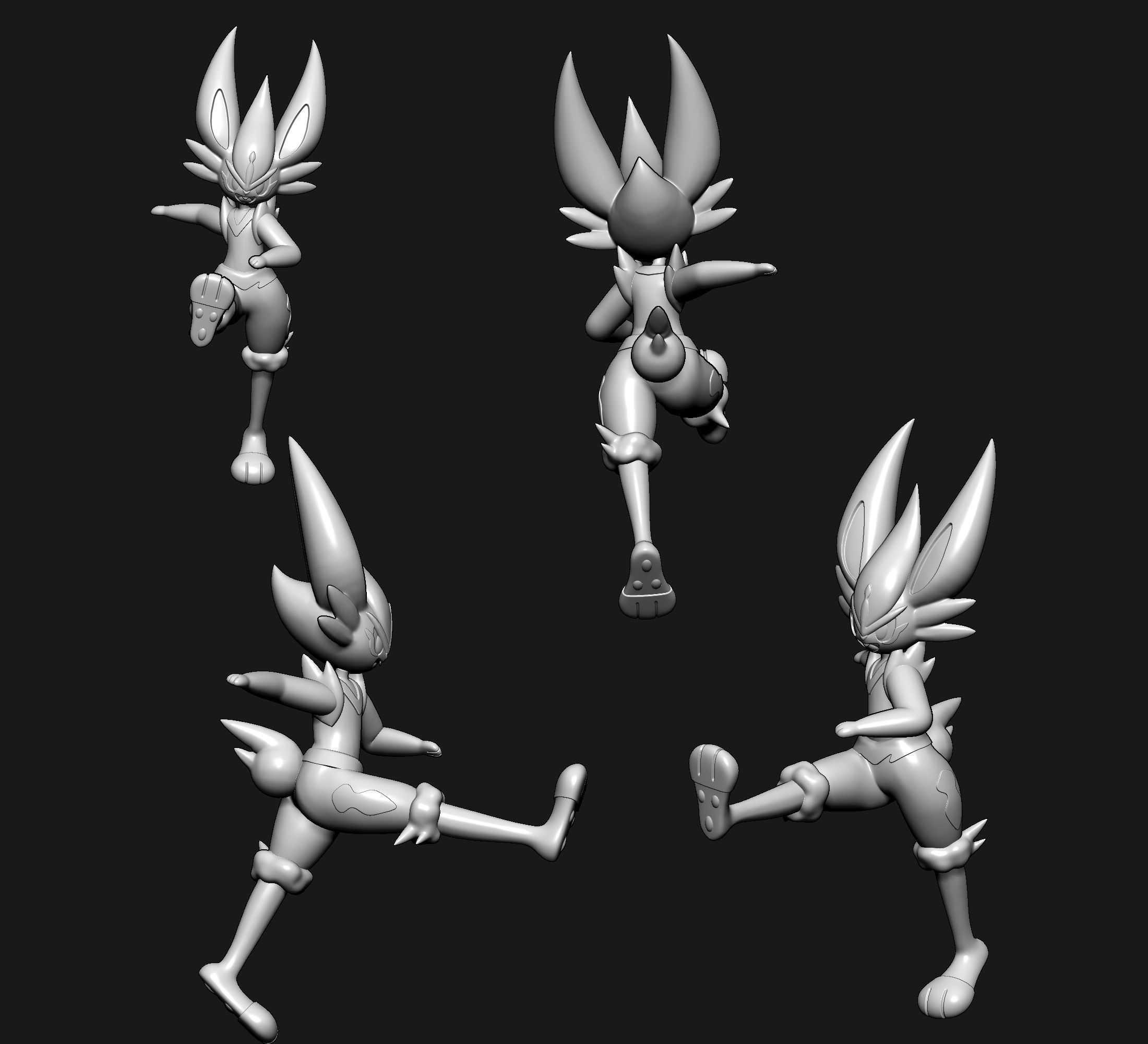 Pokemon - Cinderace with 2 poses 3D model 3D printable | CGTrader