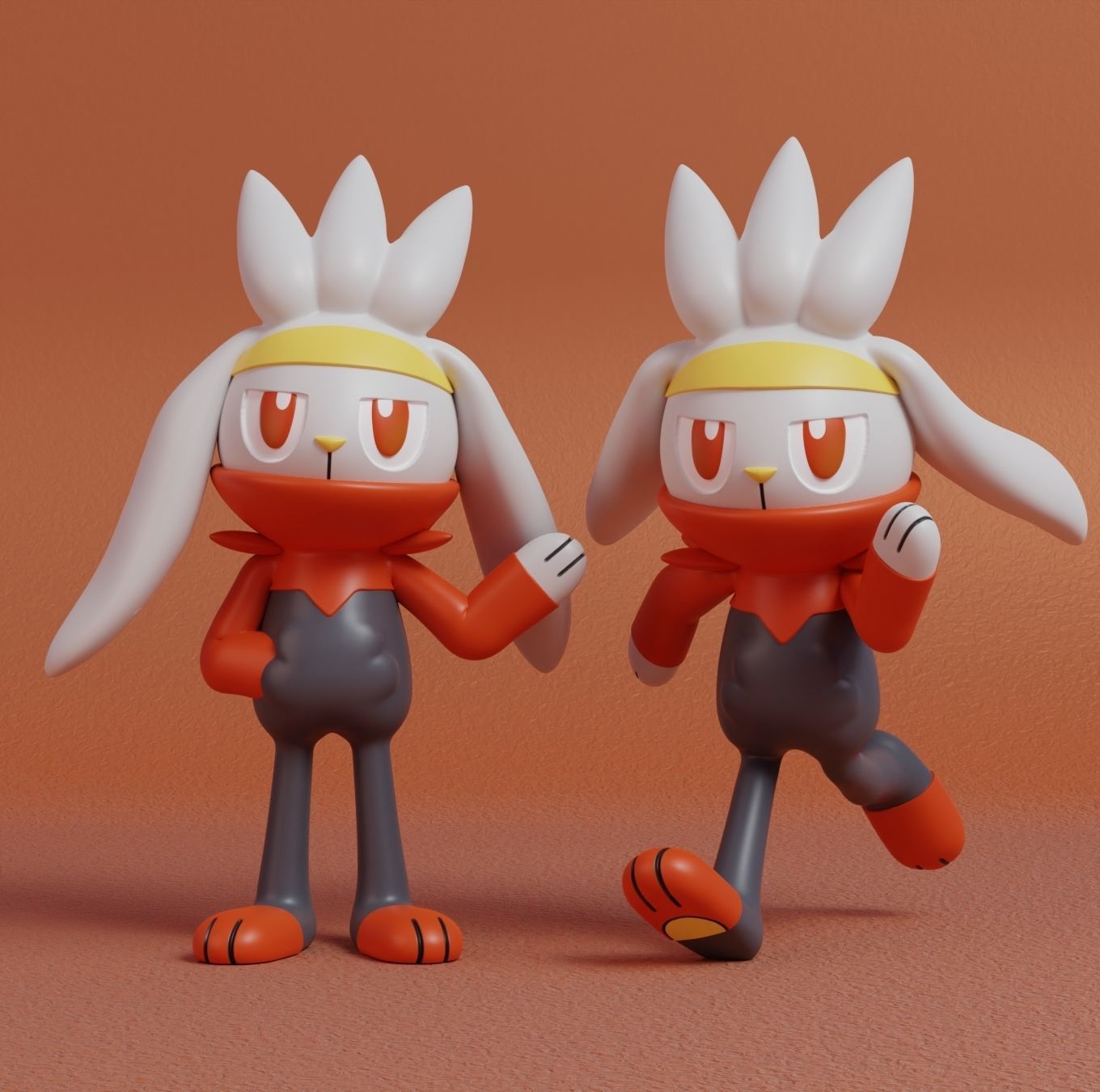 Pokemon - Scorbunny Raboot and Cinderace 3D model 3D printable | CGTrader