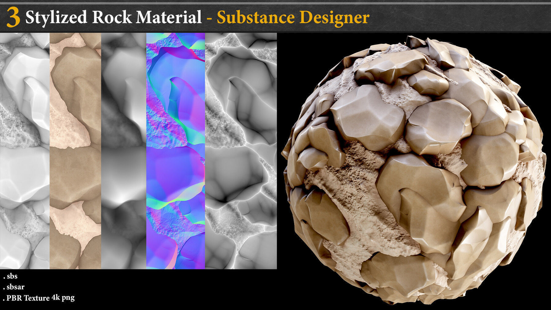 6 Stylized Rock-Stone Material Sbs Sbsar Pbr Texture | CGTrader
